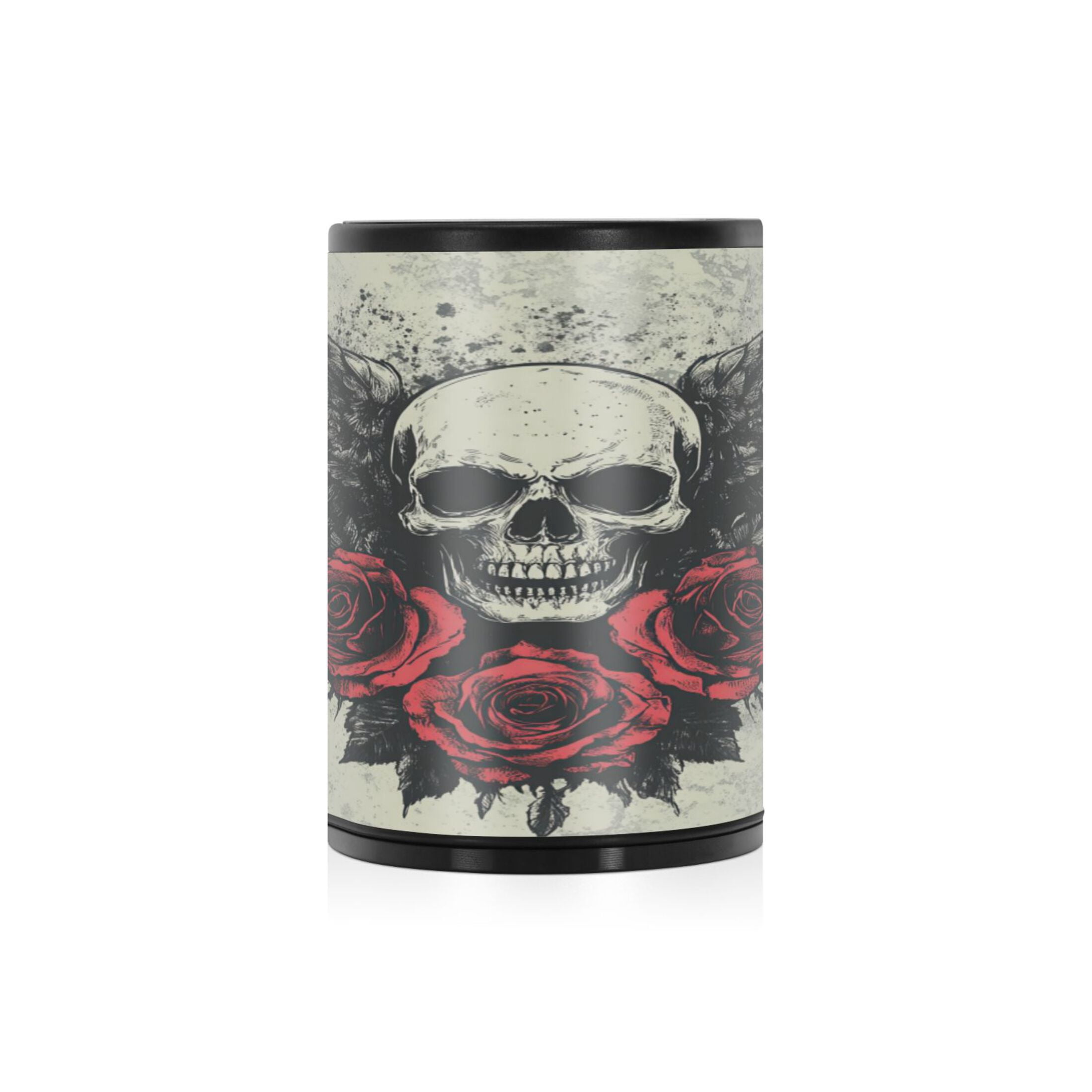 Qxltty Skull Wings Rose Grunge Style Car Ashtray Press Spring-loaded ...