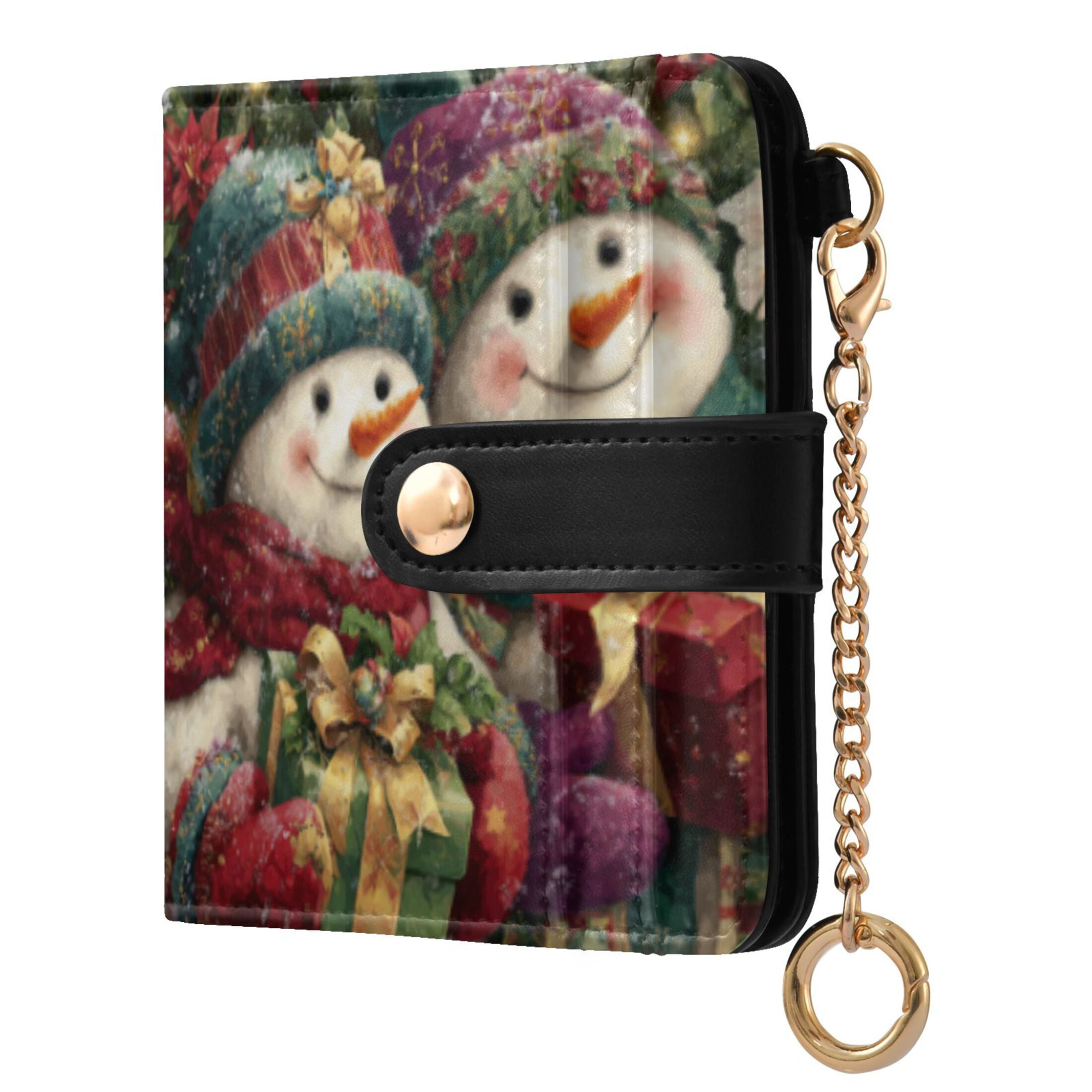 Qxltty Smiling Snowmen Ladies Wallet Rfid Slim Thin Compact Credit Card ...