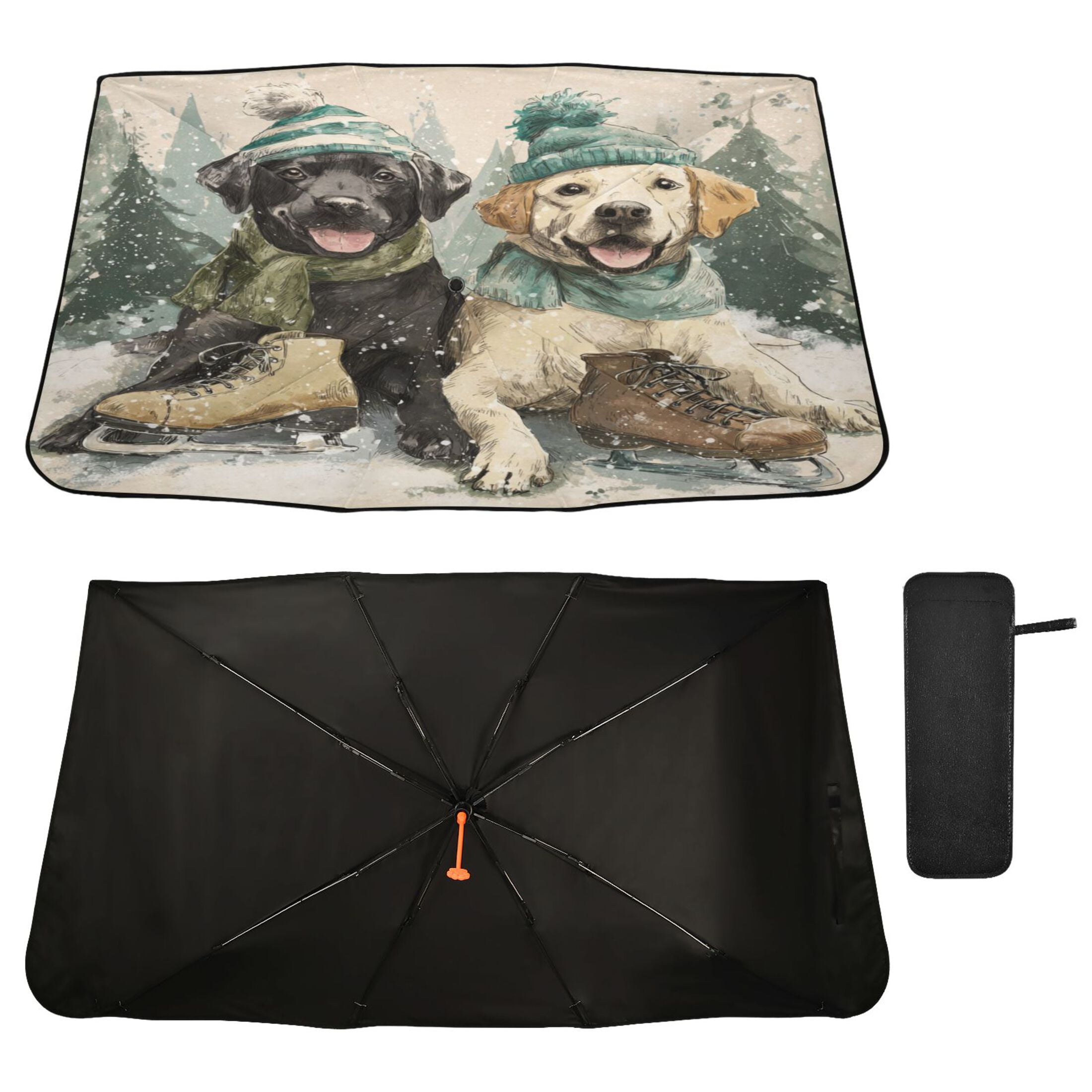 Qxltty Snow Labrador Windshield Sun Shade Umbrella Protect Car from ...