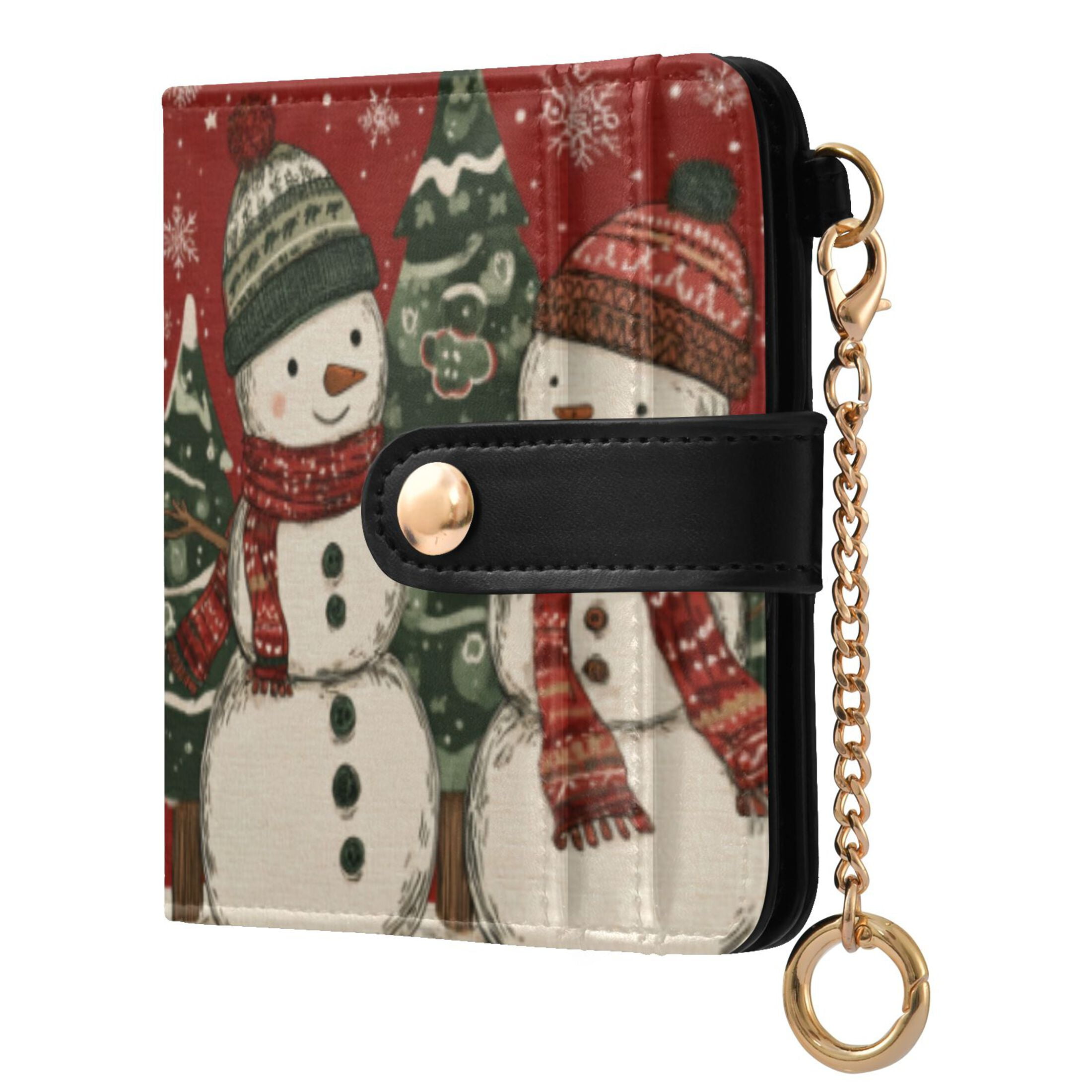 Qxltty Snowman Twins Ladies Wallet Rfid Slim Thin Compact Credit Card ...
