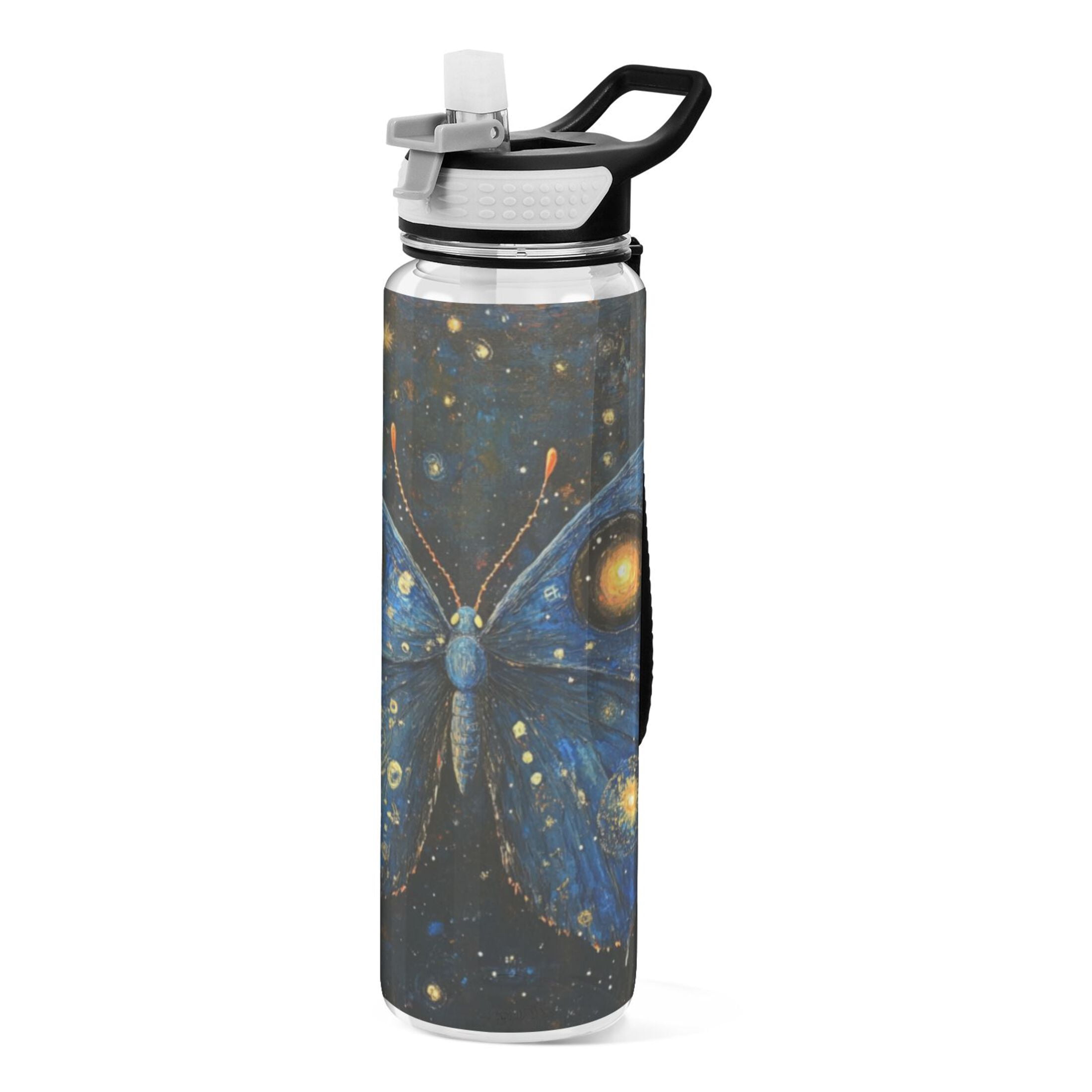Qxltty Star Blue Butterfly Water Bottle 32 oz with Straw BPA Free ...