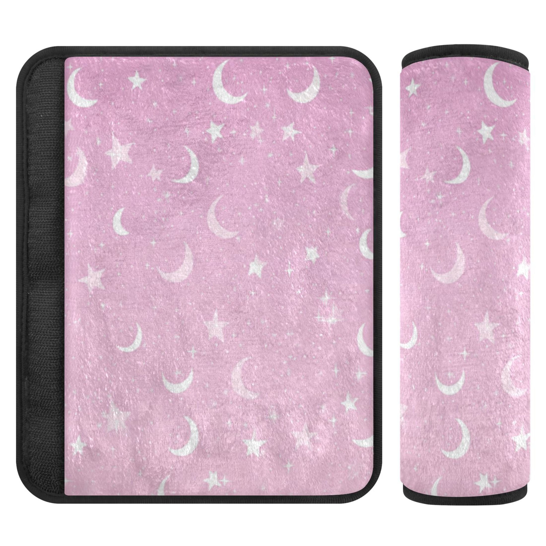 Qxltty Star Moon Pink Pattern Car Seat Strap Pads are Soft and Snug ...