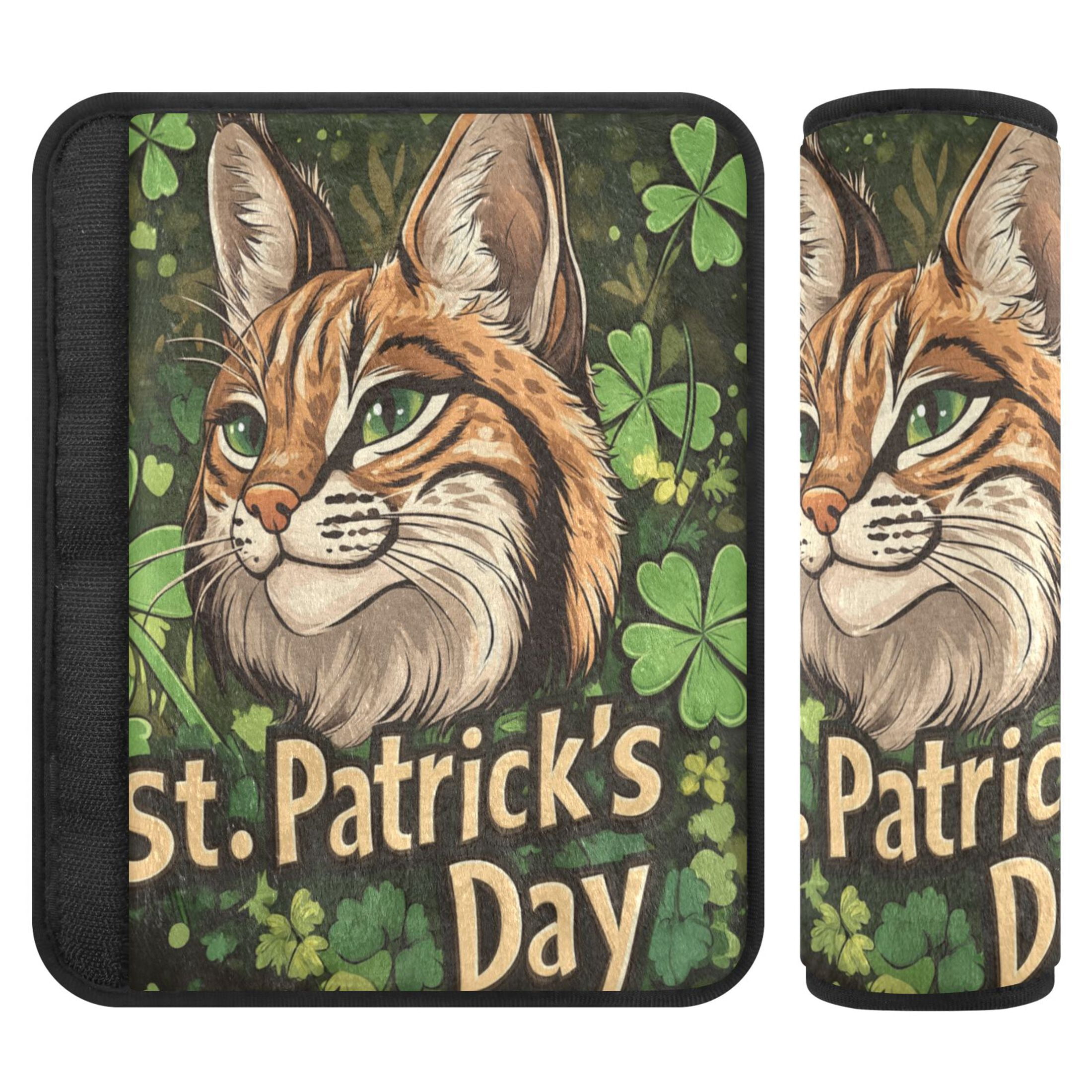 Qxltty Stpatricks Day Cute Lynx Car Seat Strap Pads are Soft and Snug ...