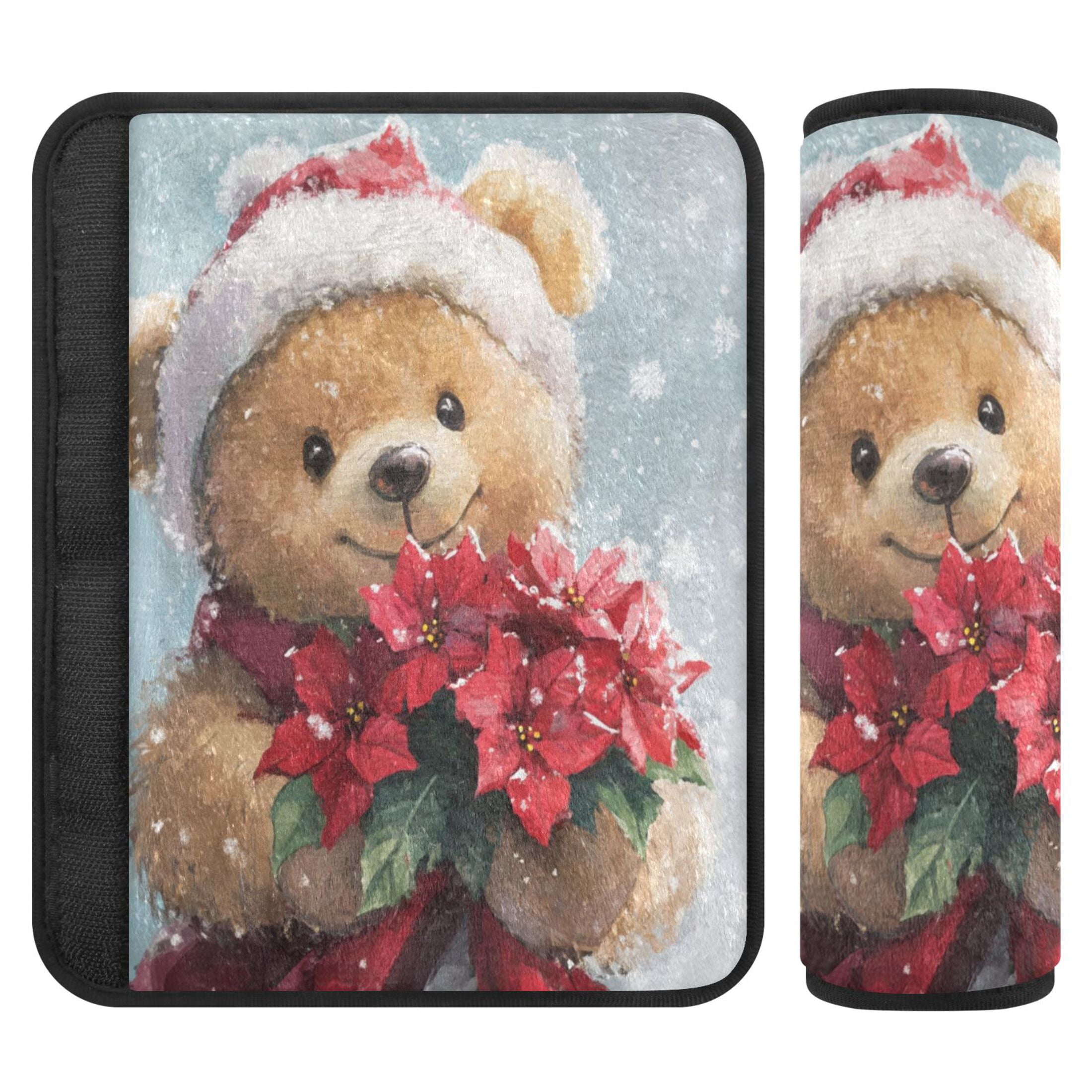 Qxltty Teddy Bear Holding Flowers Car Seat Strap Pads are Soft and Snug ...
