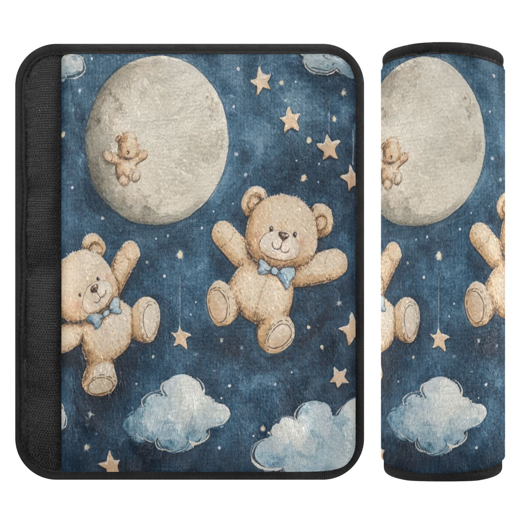 Qxltty Teddy Bear Night Sky Pattern Car Seat Strap Pads are Soft and ...