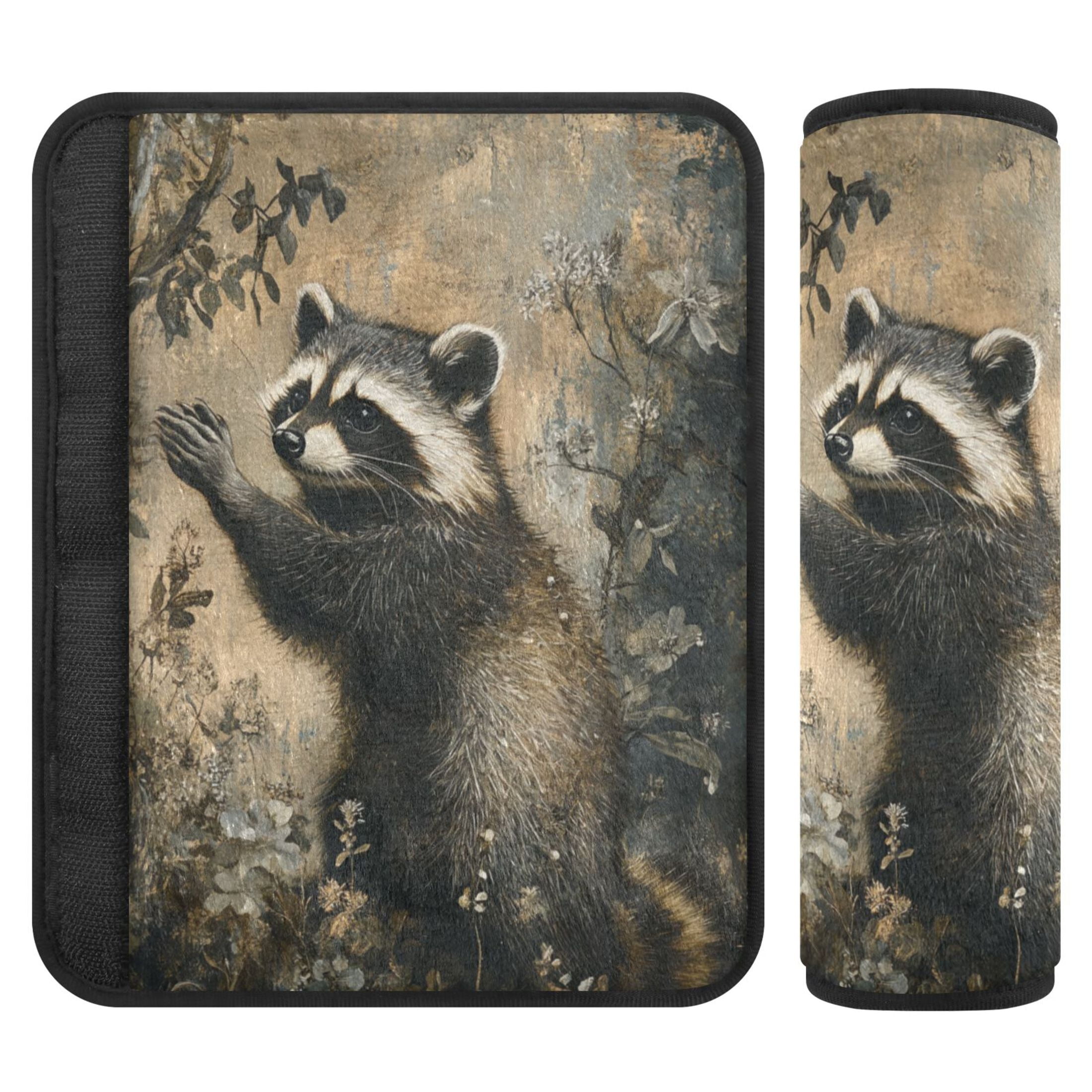 Qxltty The Cute Raccoon Car Seat Strap Pads are Soft and Snug Fitting ...