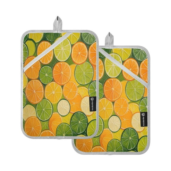 Qxltty The Pattern Of Orange and Lime Slices Oven Mitts 2-Pack Heat ...