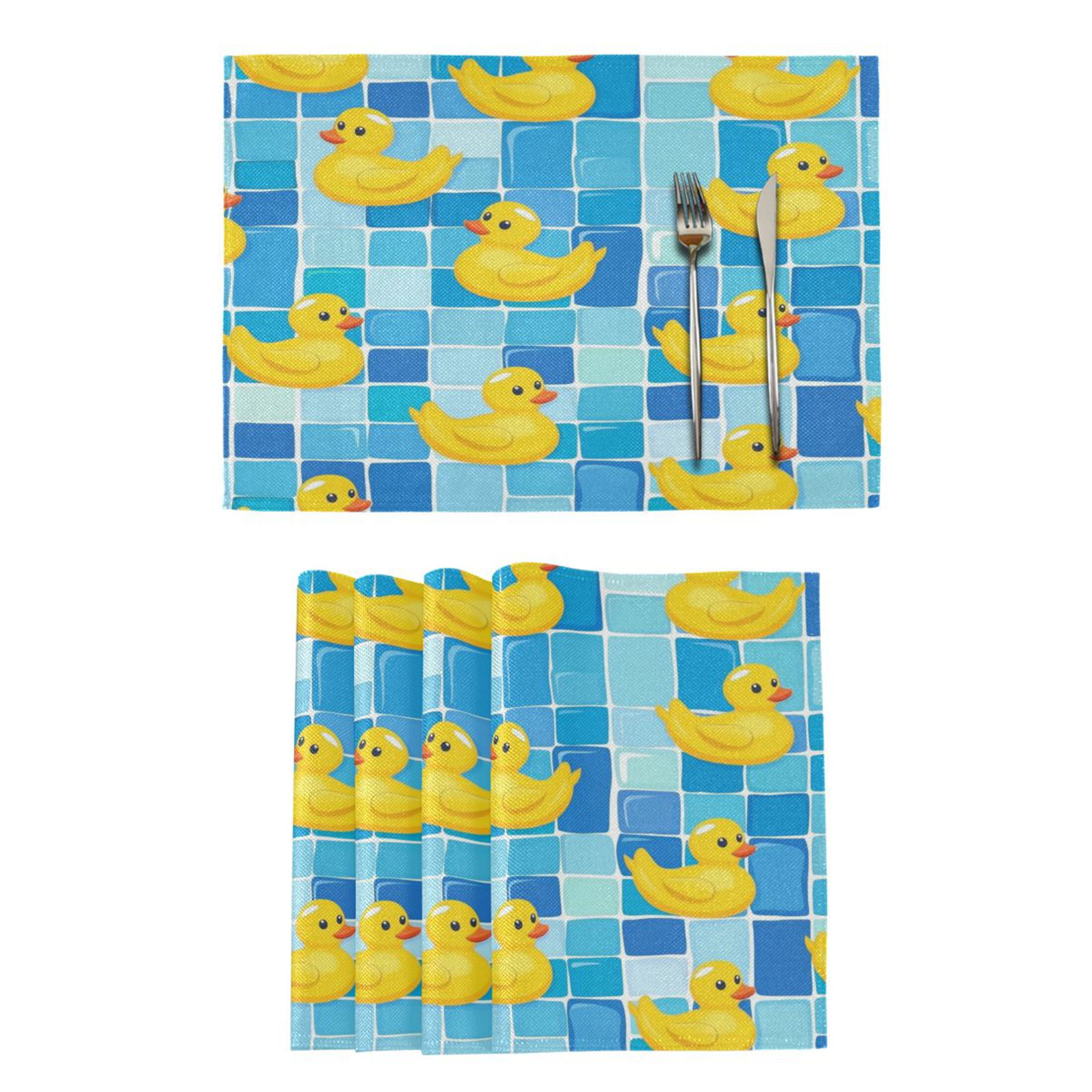 Qxltty Tile Yellow Duck Placemats Set of 4 Heat Resistant Non-Slip ...