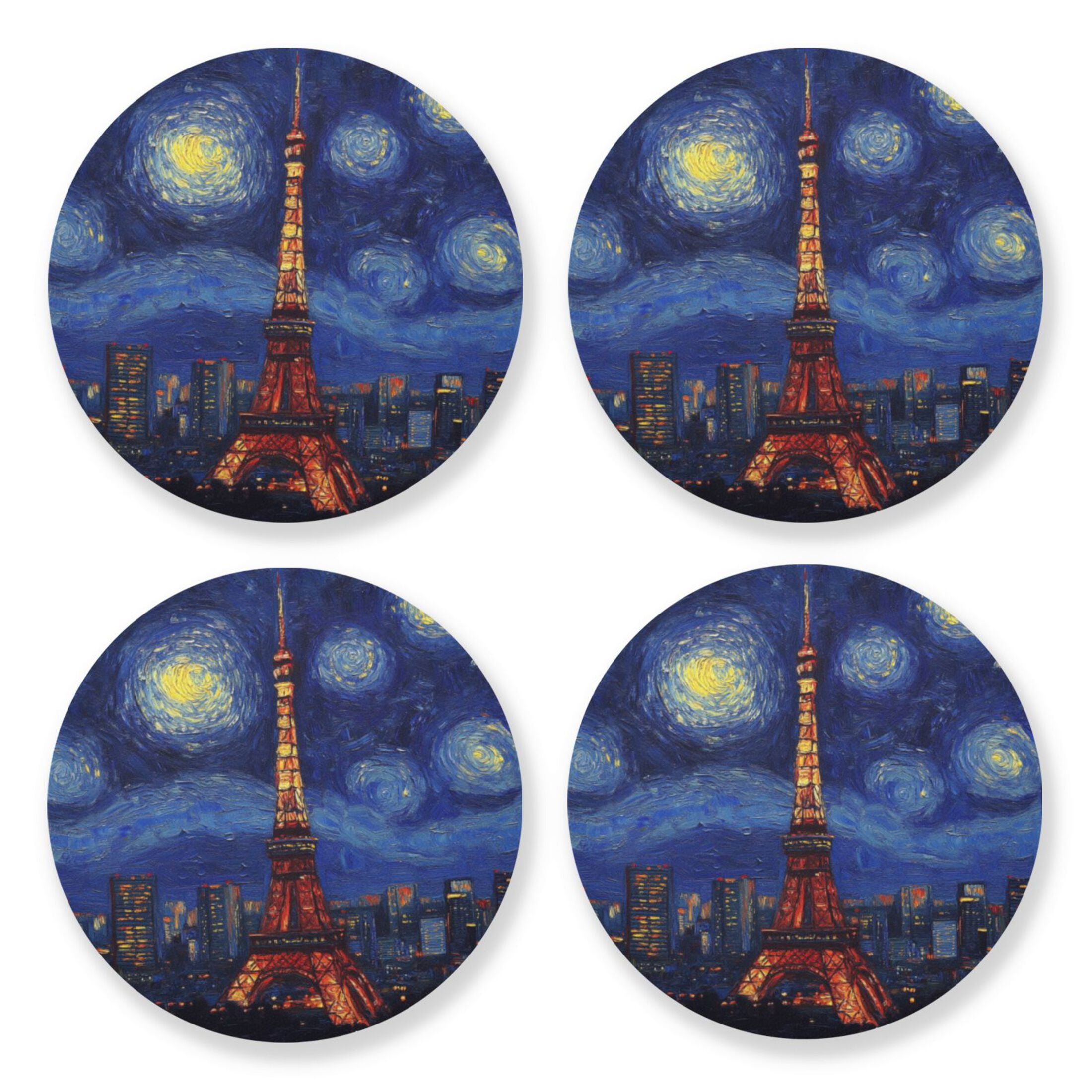 Qxltty Tokyo Tower Night View Wooden Coasters Set of 4 Fun and ...