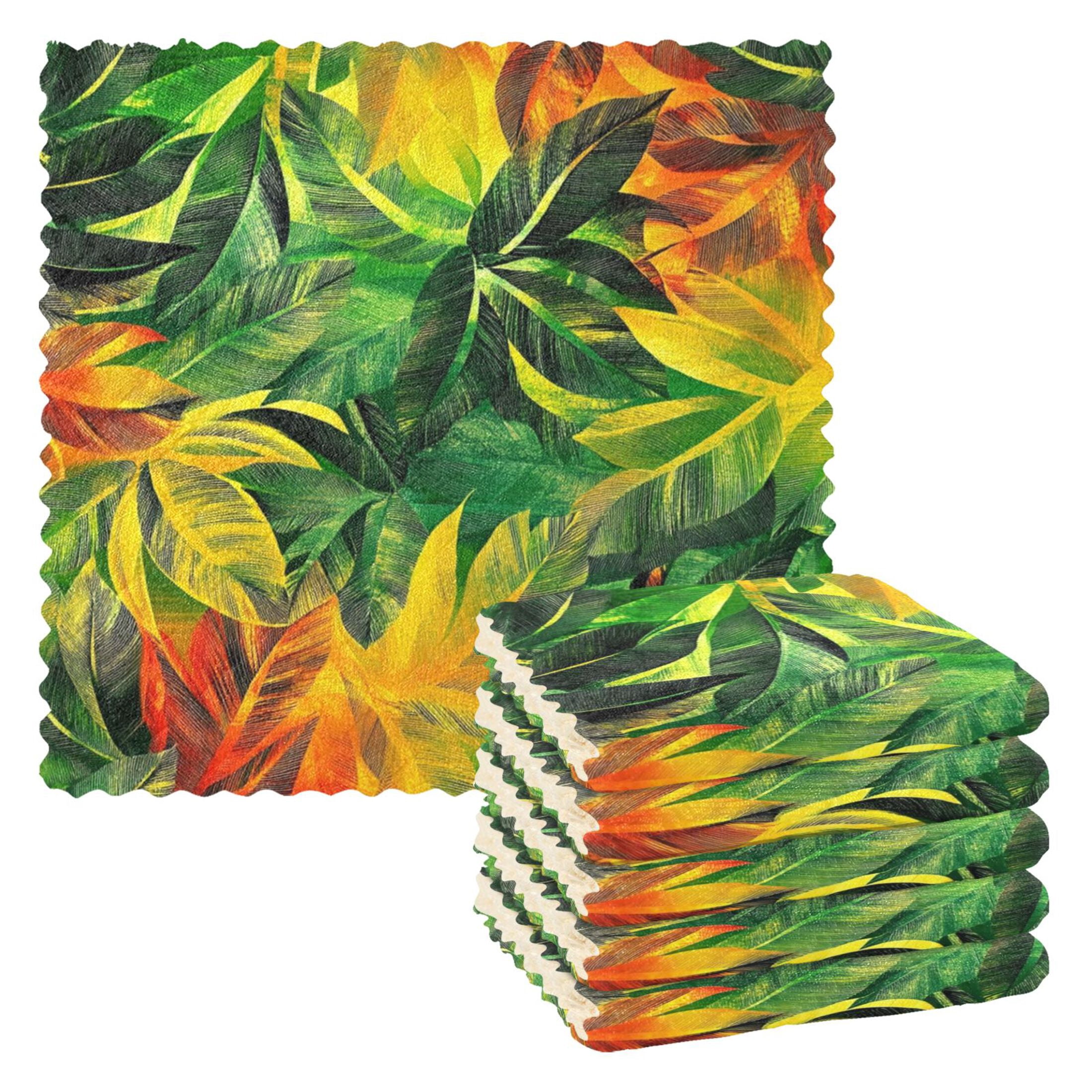 Qxltty Tropical Summer Leaf Pattern Kitchen Towels Set of 6 Ultra Soft ...
