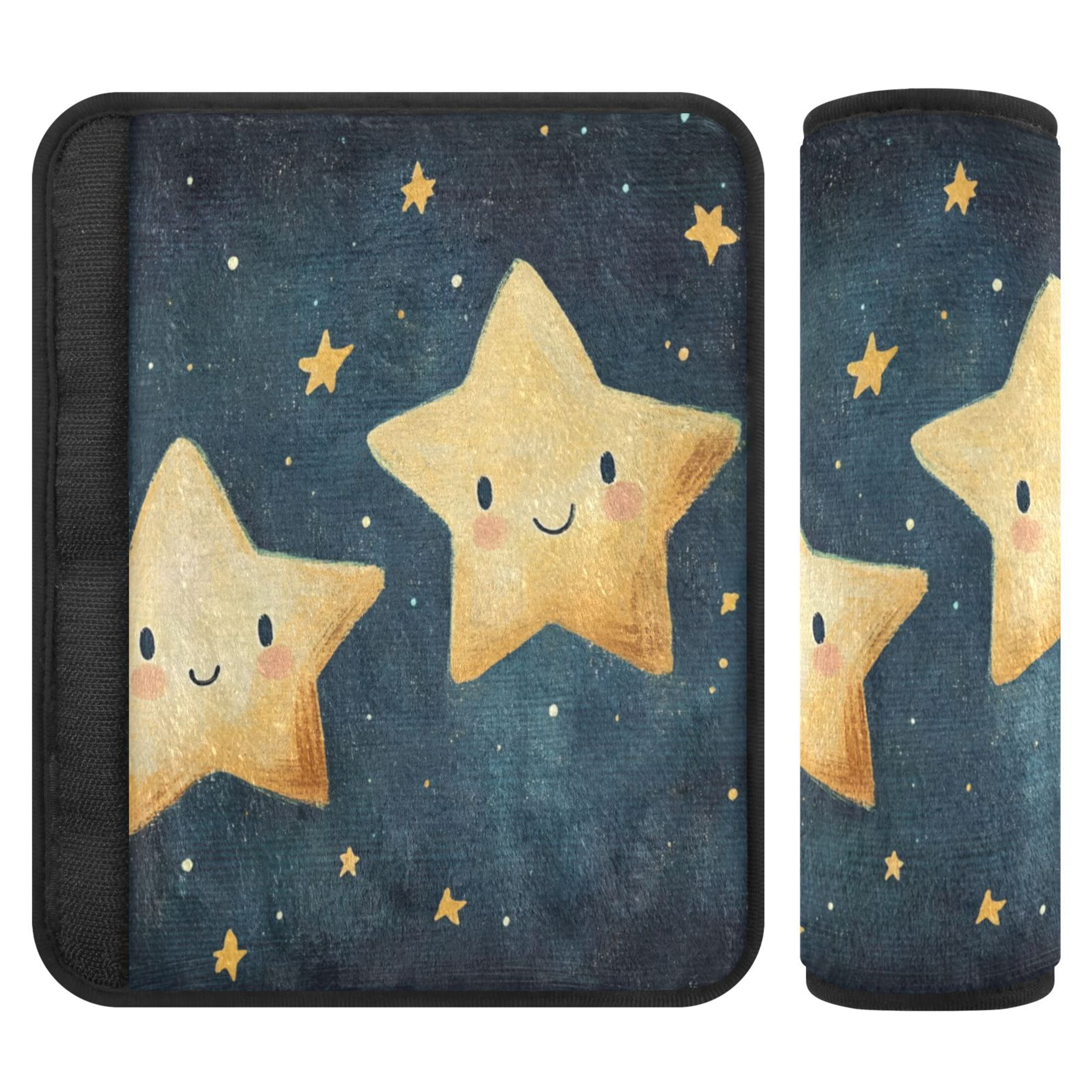 Qxltty Two Cute Stars Car Seat Strap Pads are Soft and Snug Fitting for ...