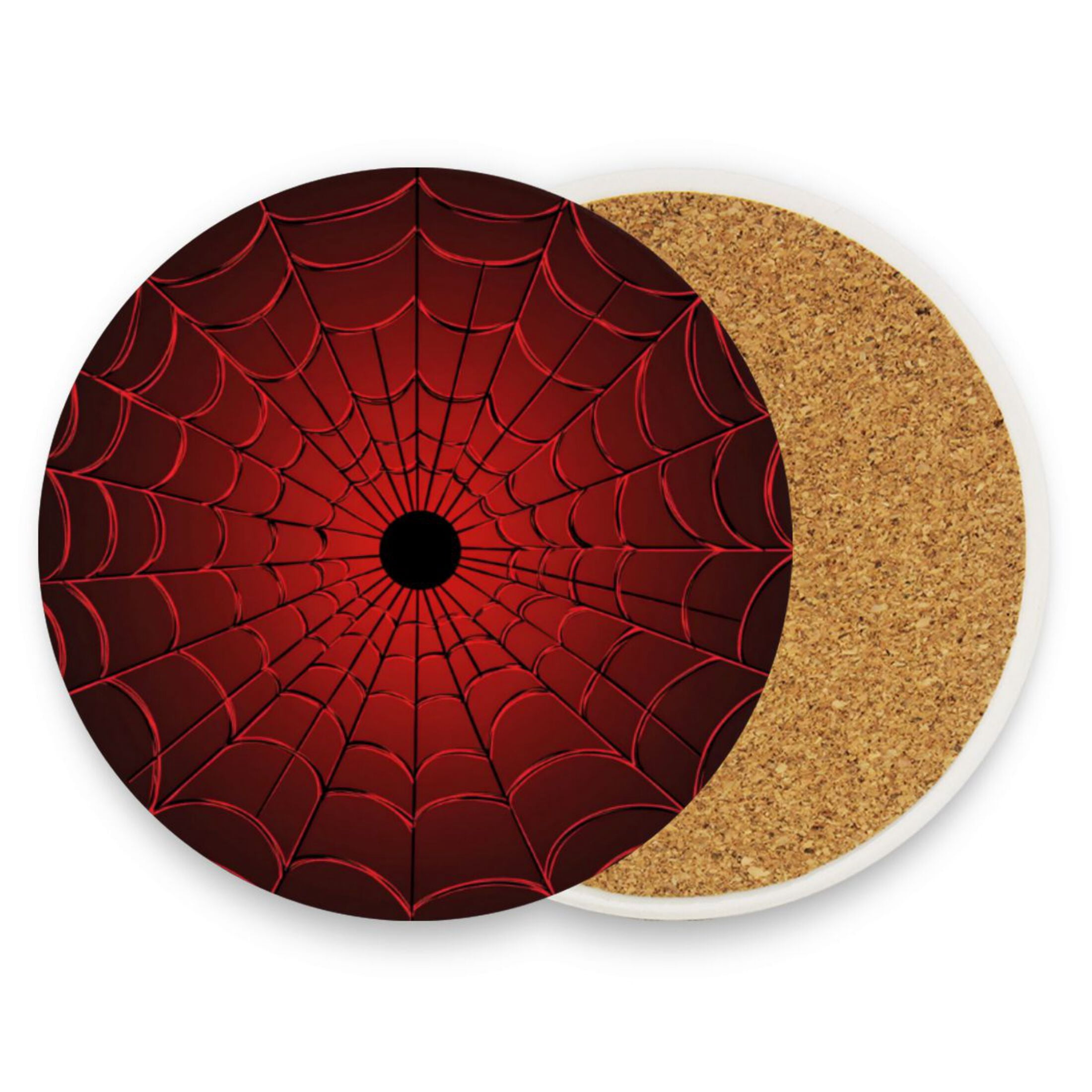 Qxltty Two Pcs Drink Coasters Red Cobweb Ceramic Round Coaster ...