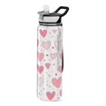 Qxltty Valentine Day Pink Hearts Pattern Water Bottle 32 oz with Straw ...