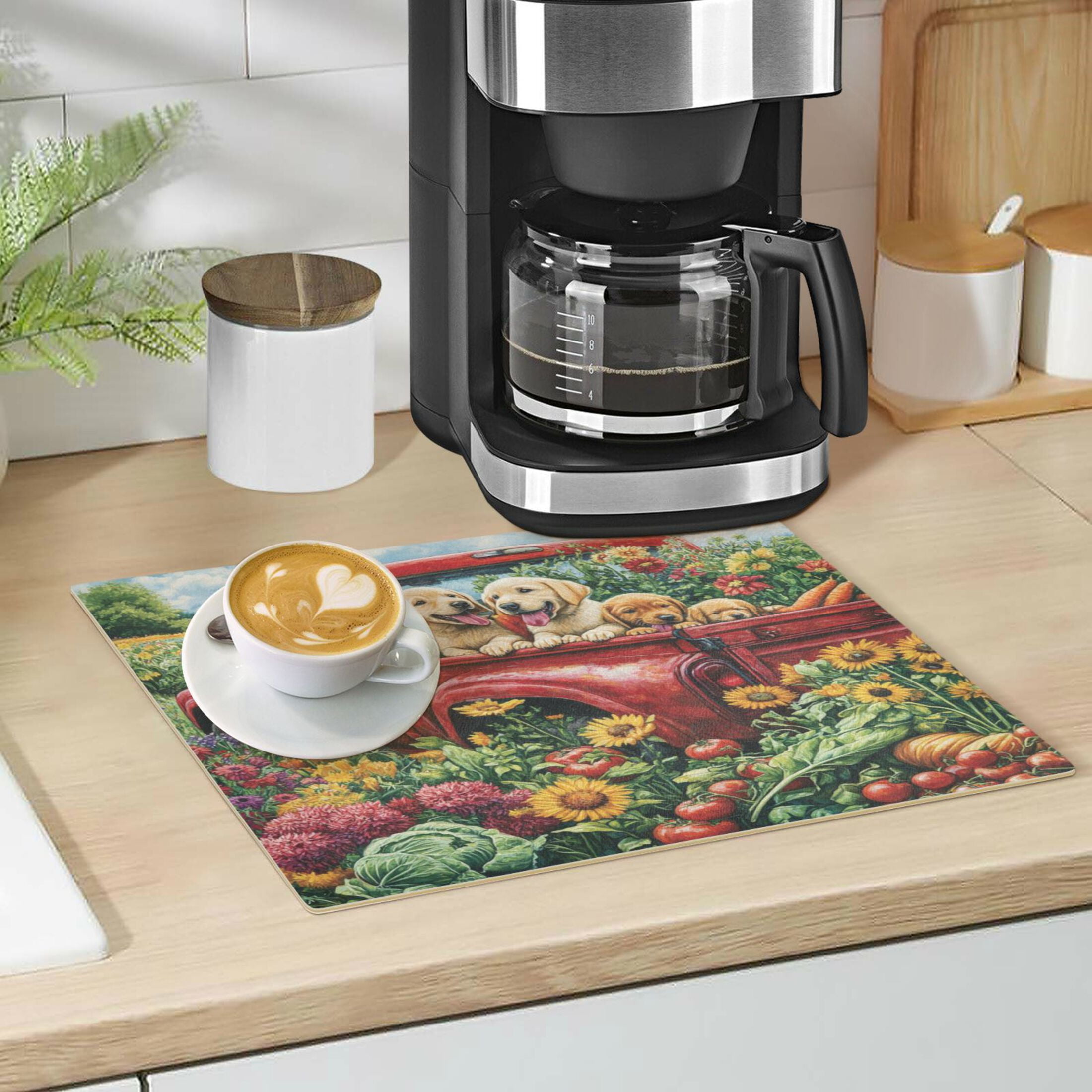 Qxltty Vegetable Truck Leather Drying Mat for Kitchen Countertops ...