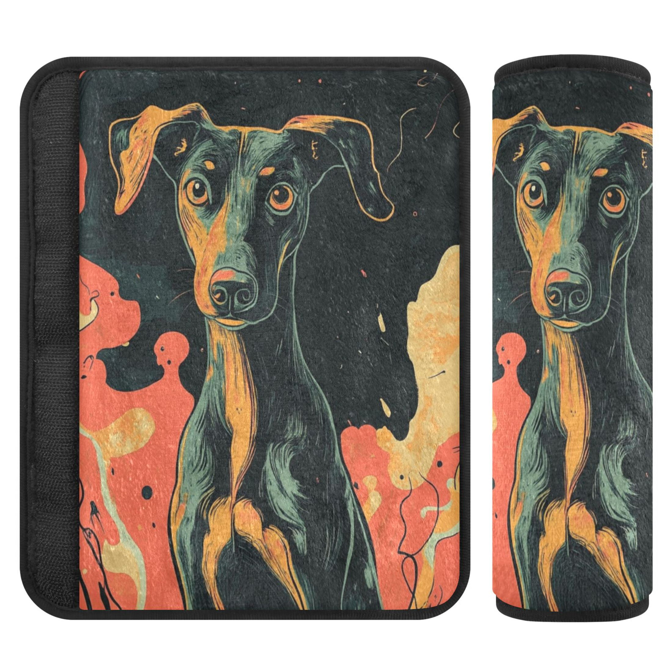 Qxltty Vibrant Style Dog Pattern Car Seat Strap Pads are Soft and Snug ...