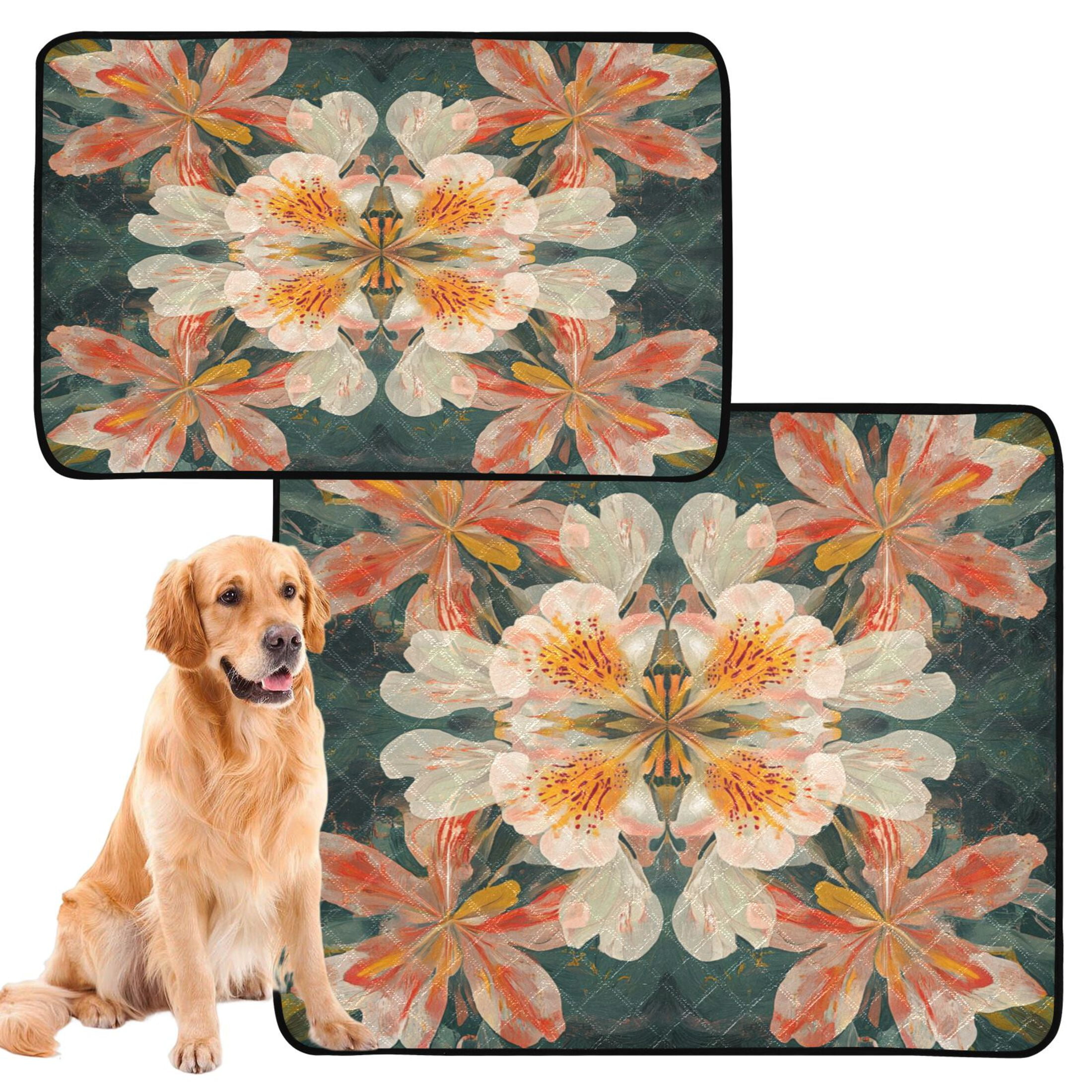 Qxltty Vintage Floral Patterns Cat litter Pads Pet Set of 2 Diaper Mats ...