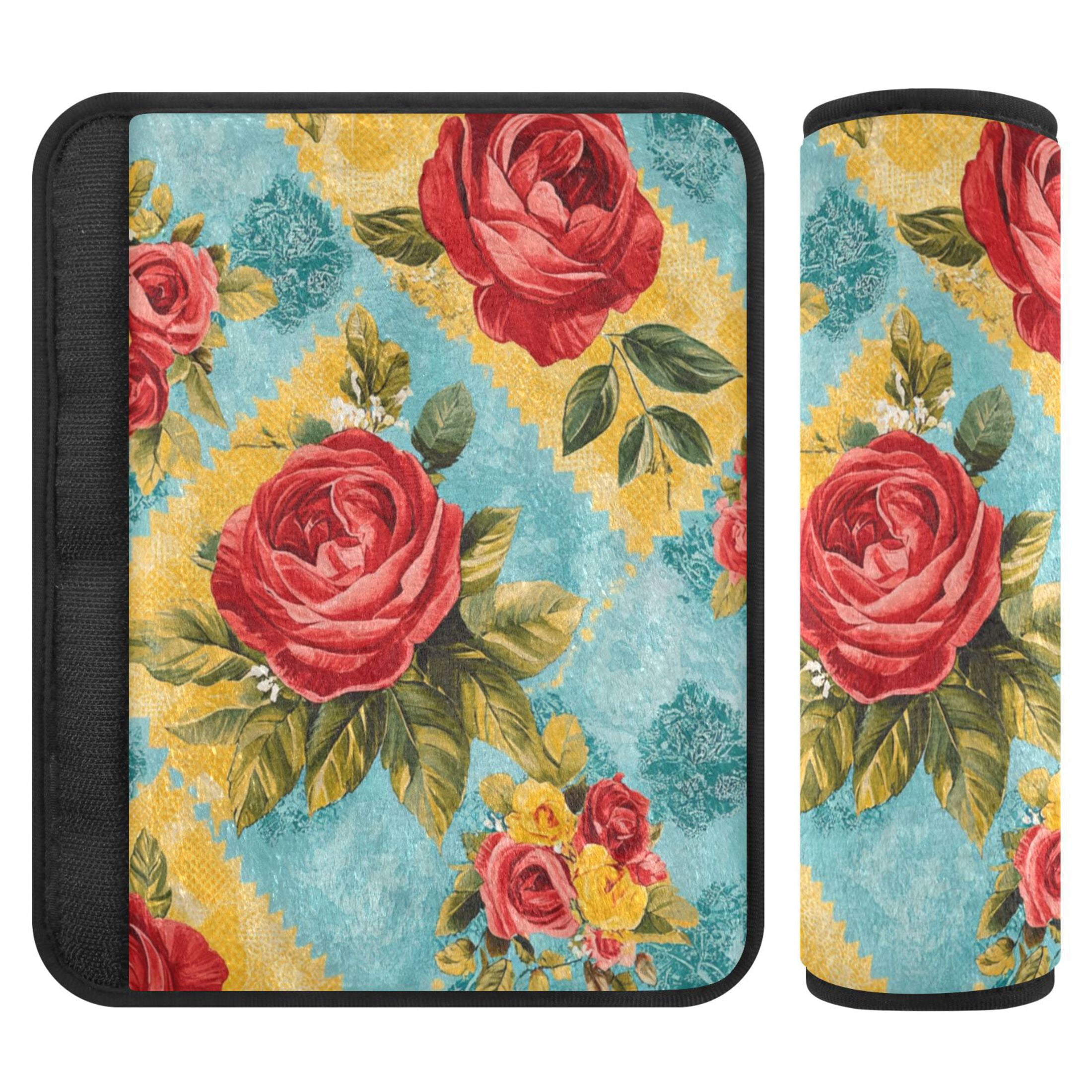 Qxltty Vintage Rose Quilt Chart Car Seat Strap Pads are Soft and Snug ...