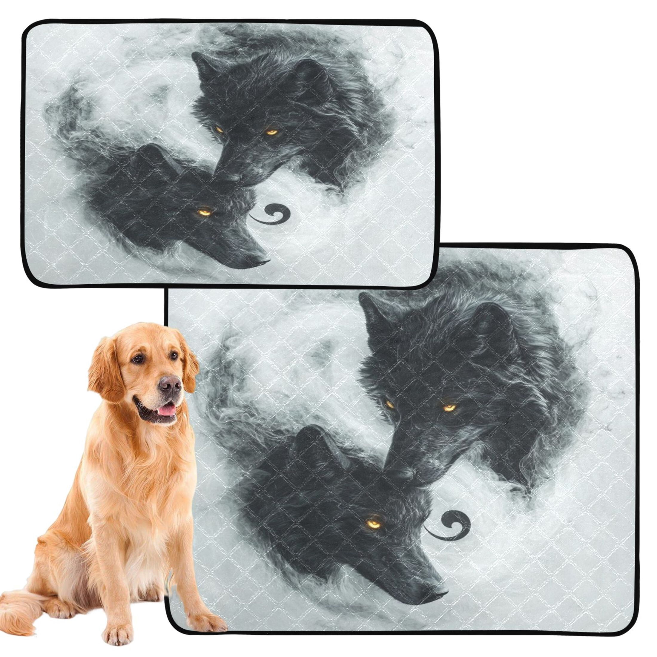 Qxltty Watercolor Style Black Wolf Cat litter Pads Pet Set of 2 Diaper ...