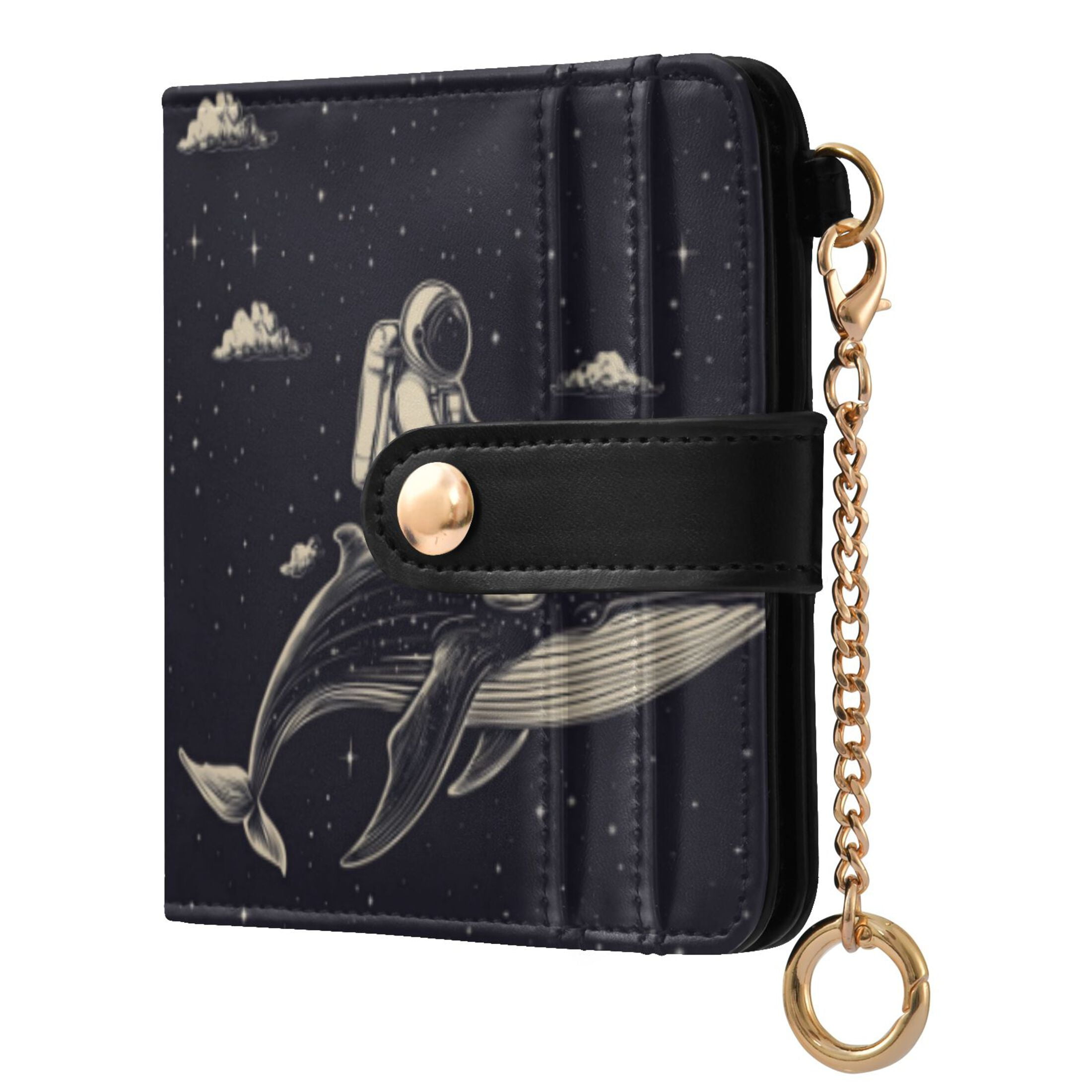 Qxltty Whale Riding Astronaut Pattern Ladies Wallet Rfid Slim Thin ...