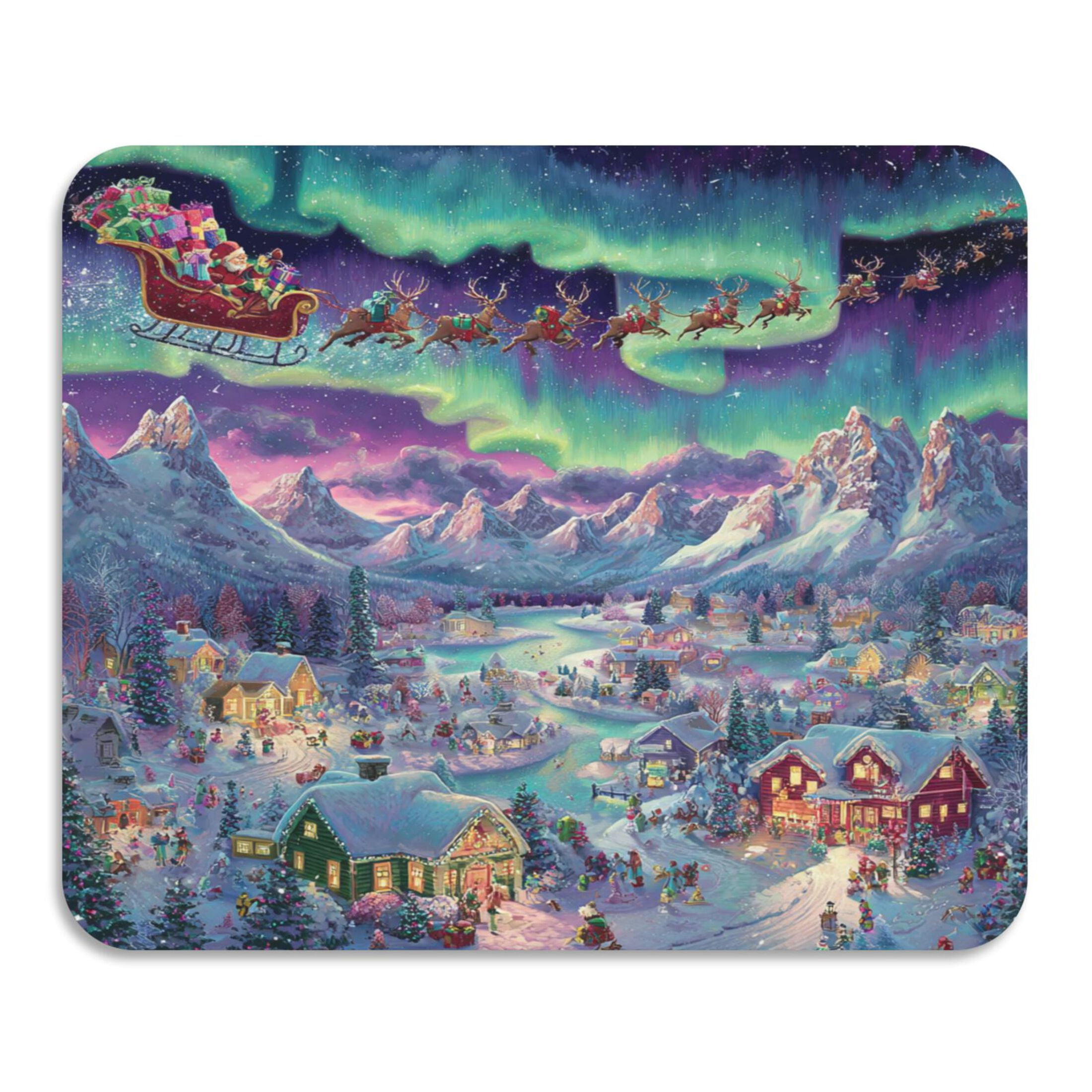 Qxltty Whimsical Christmas Scene Dish Drying Mat Coffee Bar Mats Rubber ...
