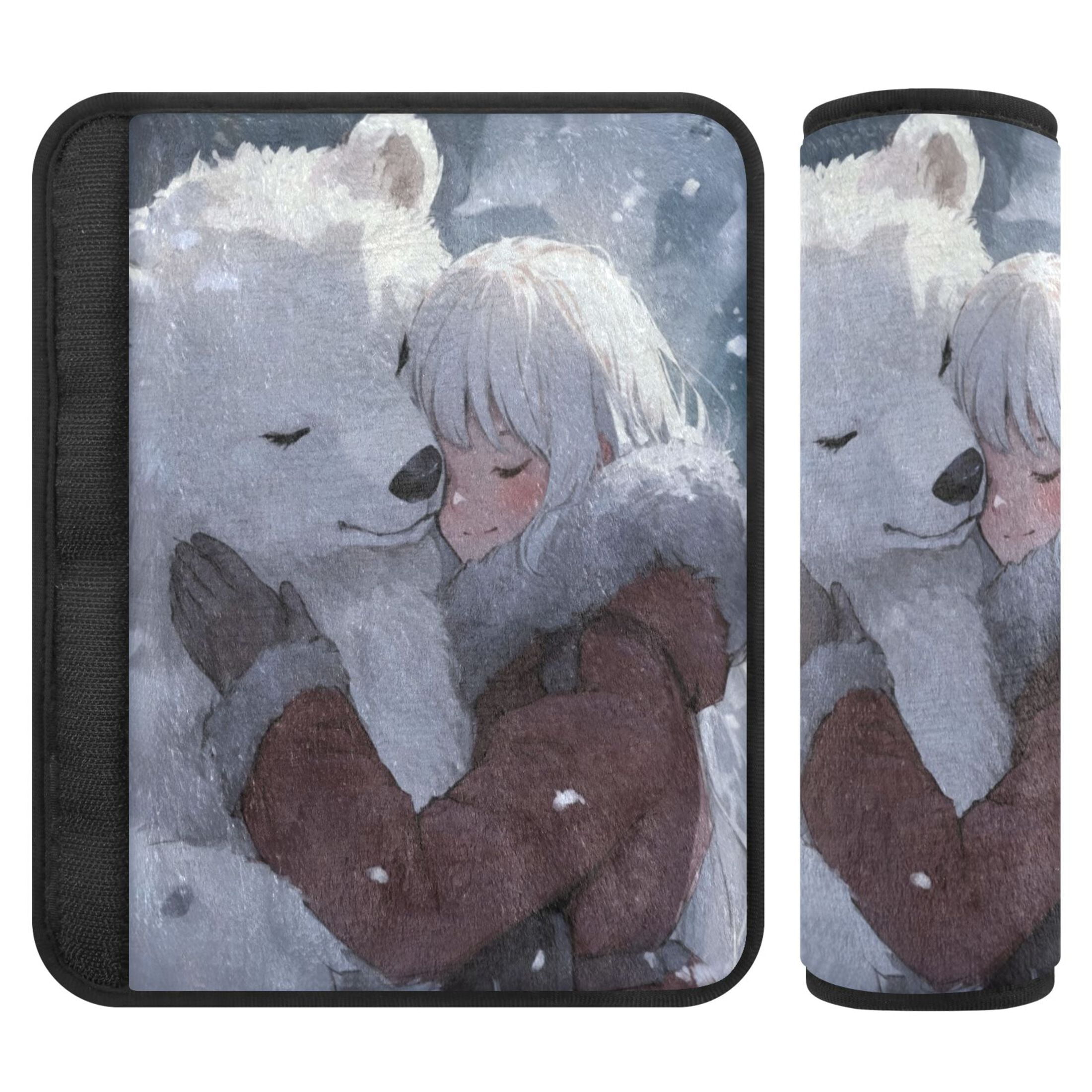 Qxltty White Bear Cuddles with Woman Car Seat Strap Pads are Soft and ...