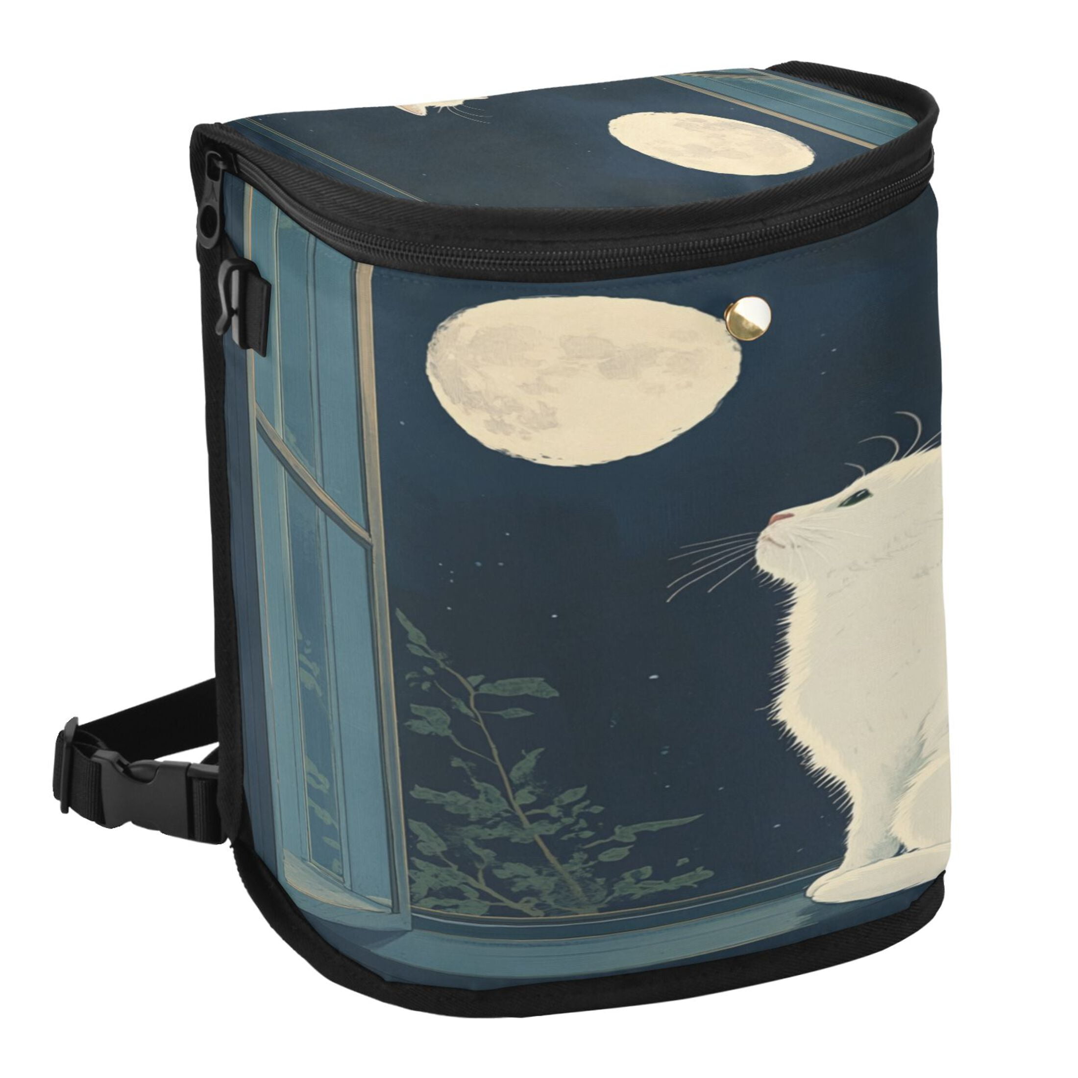 Qxltty White Cat Enjoying The Moon Car Trash Can with Lid Vehicle ...