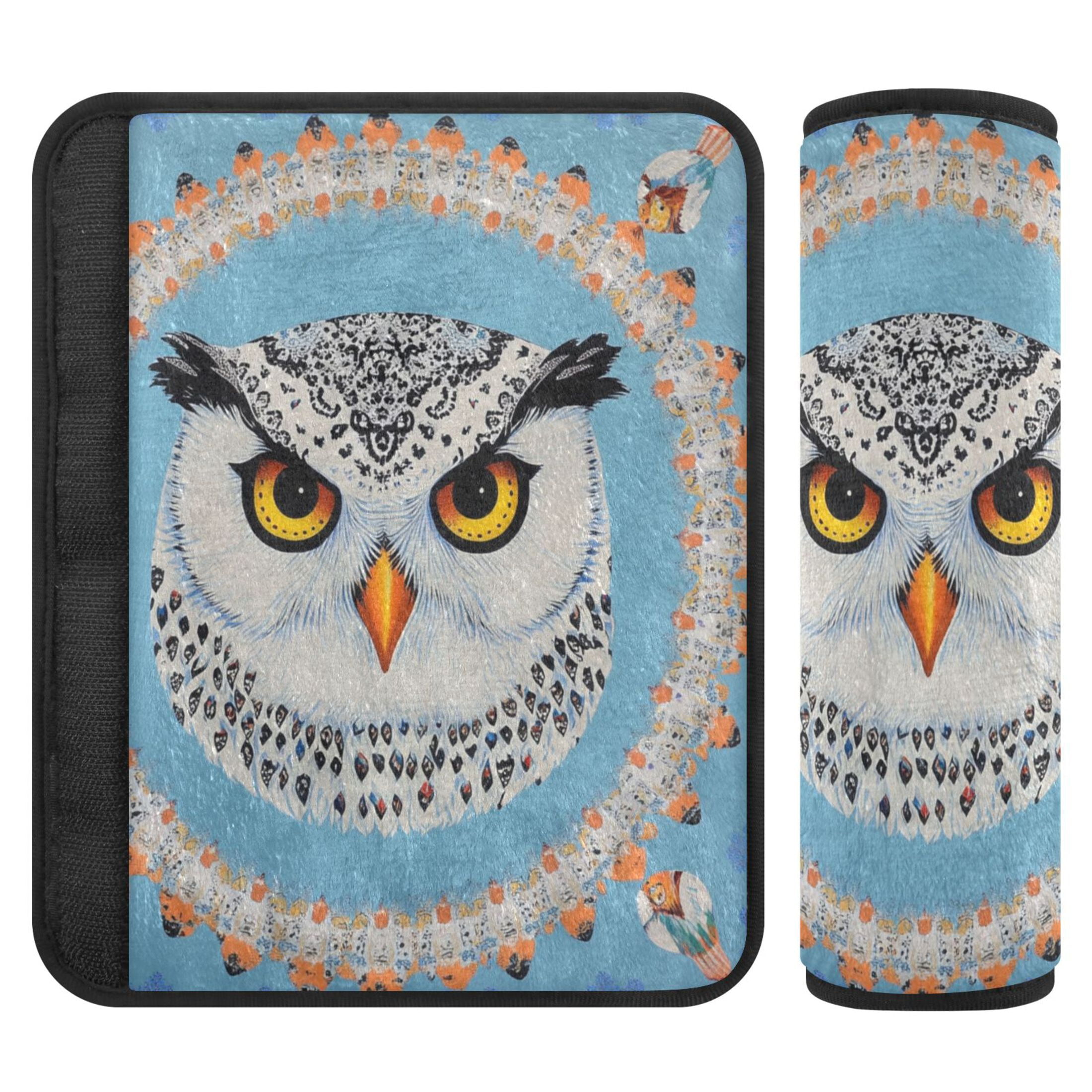 Qxltty White Owl Pattern Car Seat Strap Pads are Soft and Snug Fitting ...