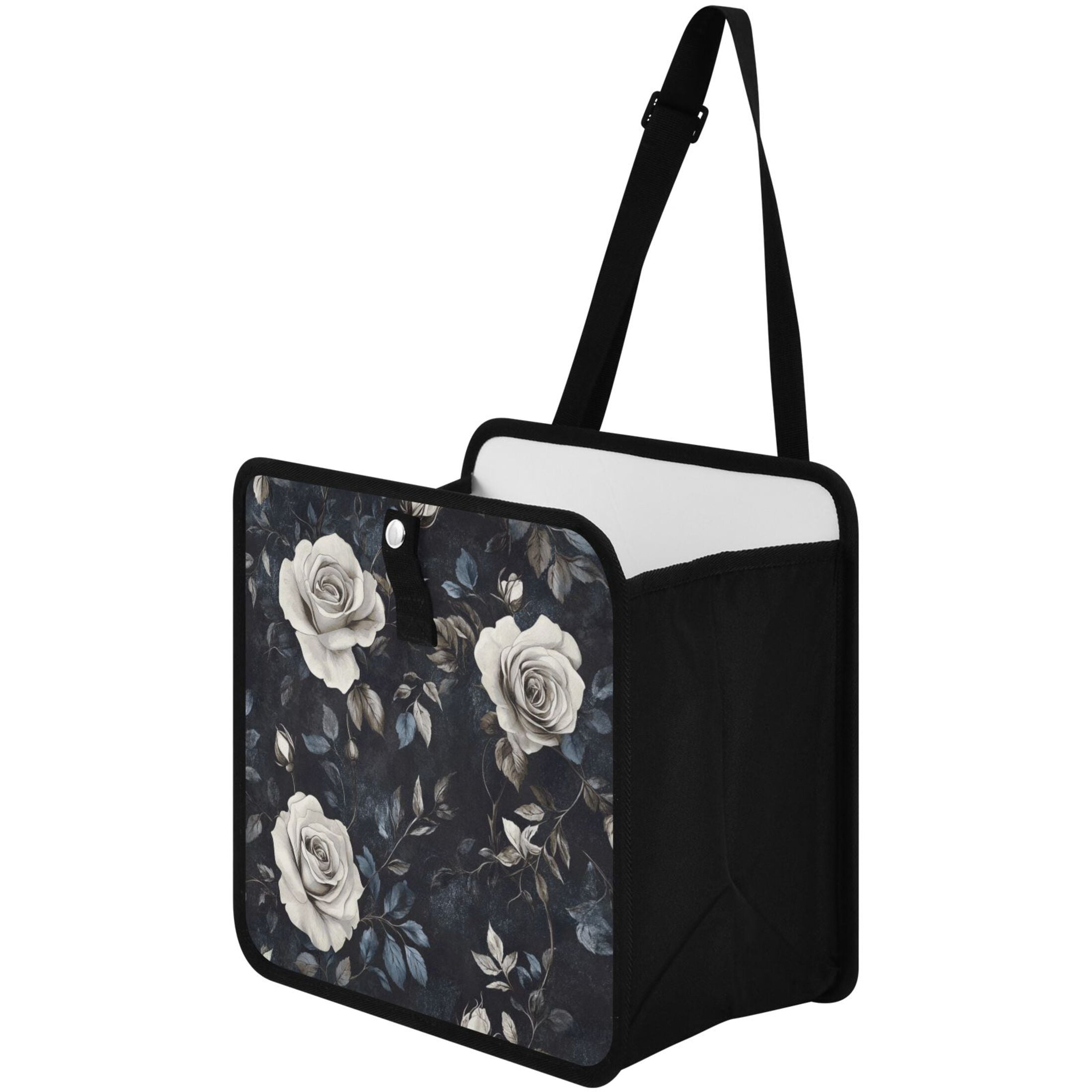 Qxltty White Rose Car Dumpster Collapsible Rear Seat Suspension Trash ...