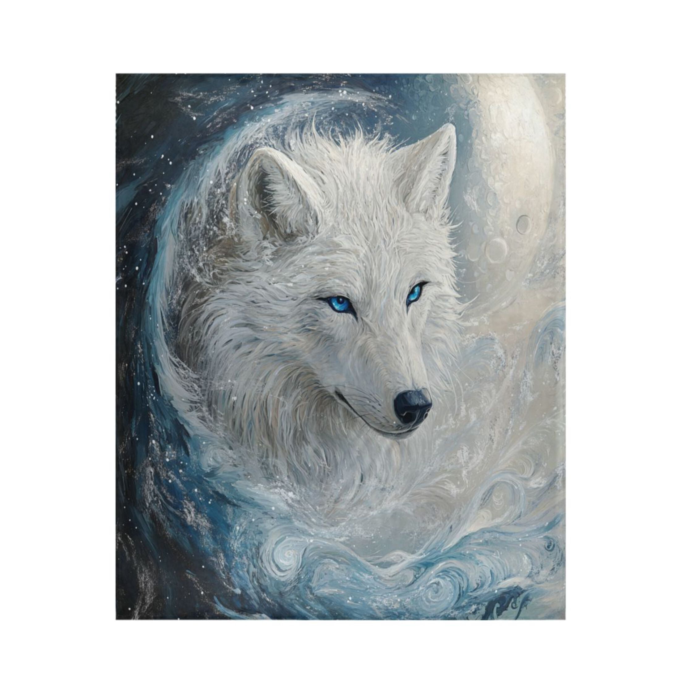 Qxltty White Wolf with Blue Eyes Soft Cozy Fluffy Blankets for Couch ...