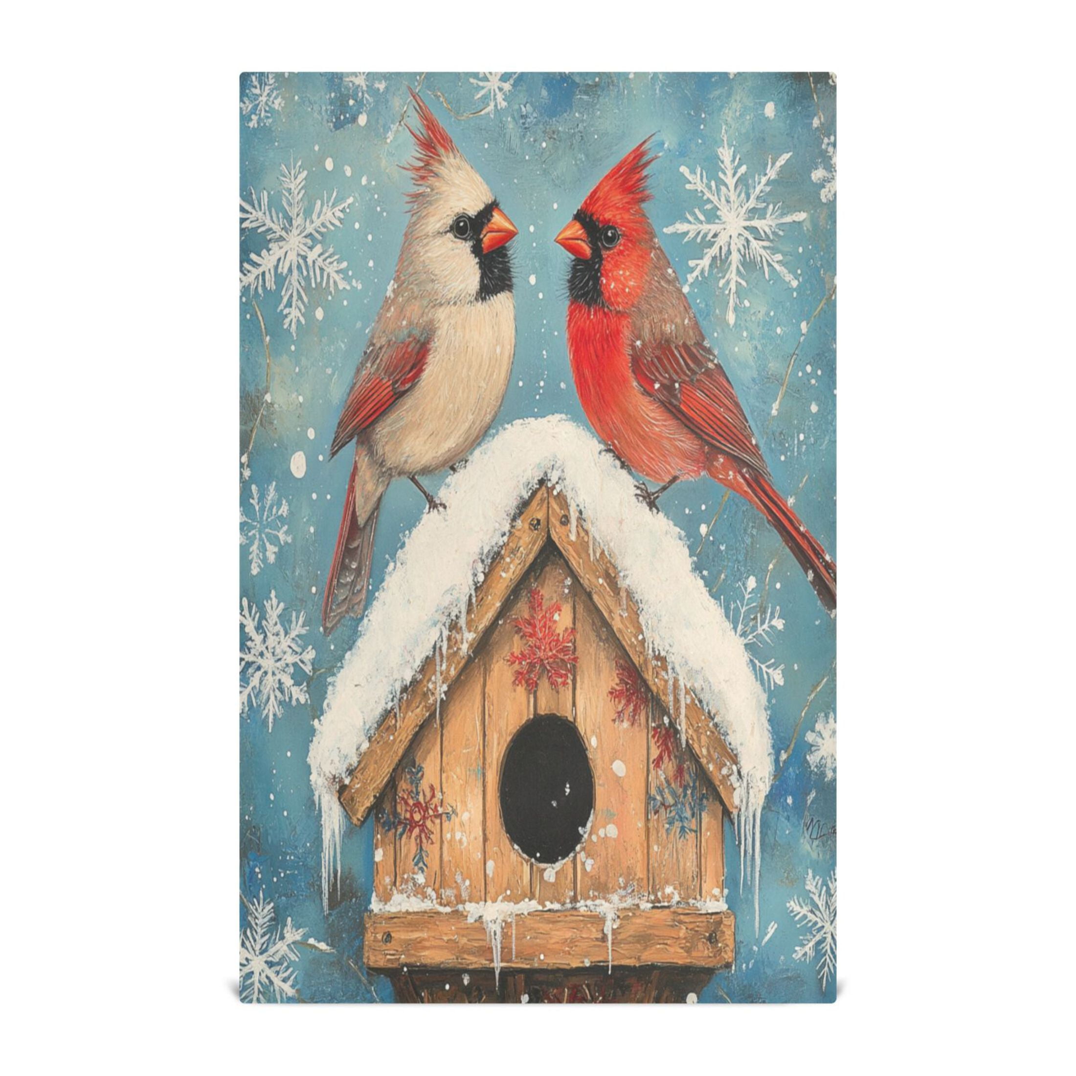 Qxltty Winter Cardinal Bird Kitchen Towels 28 x 18 Inch Soft Cotton ...