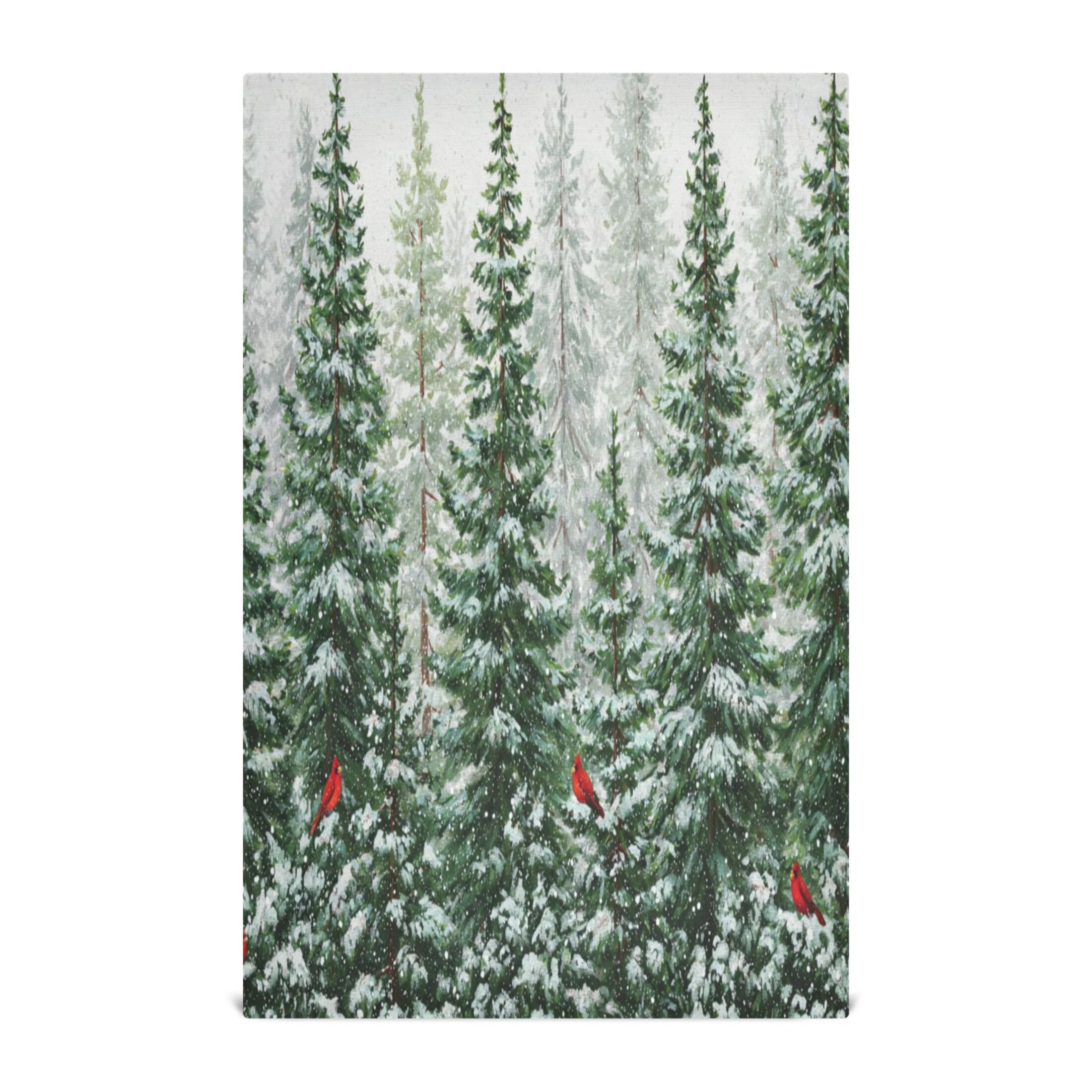 Qxltty Winter Green Pine Tree Kitchen Towels 28 x 18 Inch Soft Cotton ...