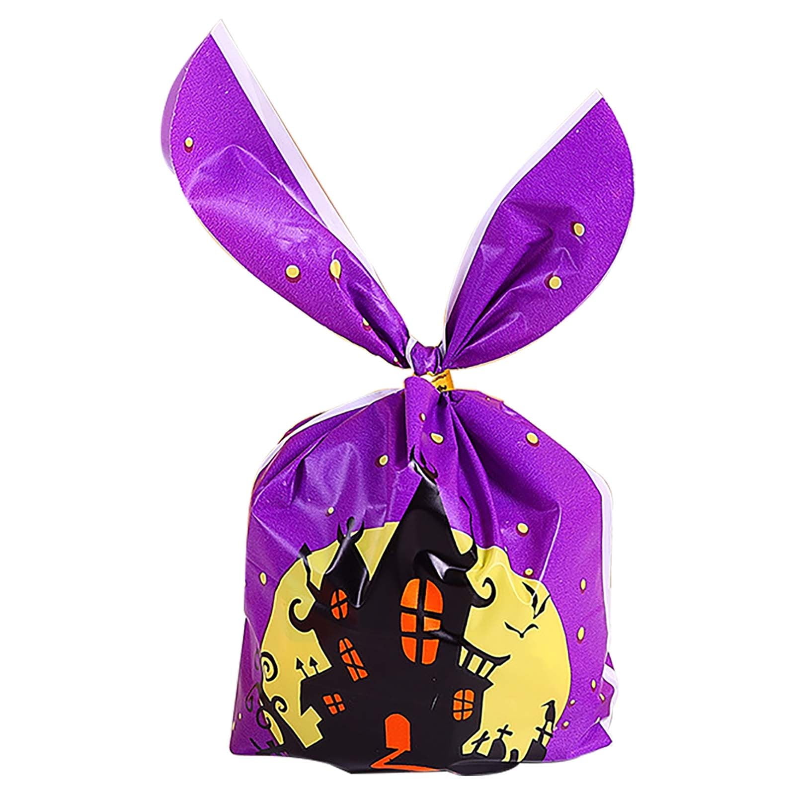 Qxpztk 50 Pack Halloween Cellophane Treat Bags, Plastic Goodie Candy ...