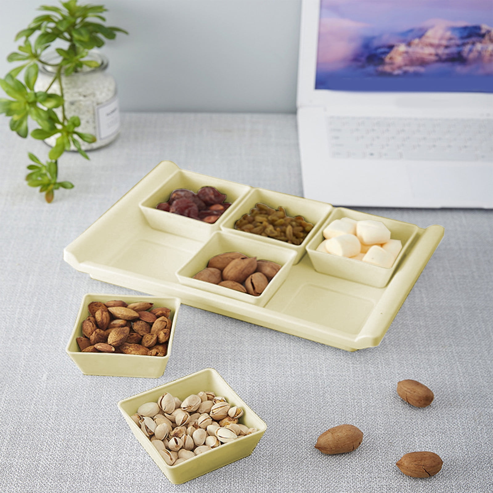 Comefolife Box Container and Divided Serving Tray With Lid, Box ...