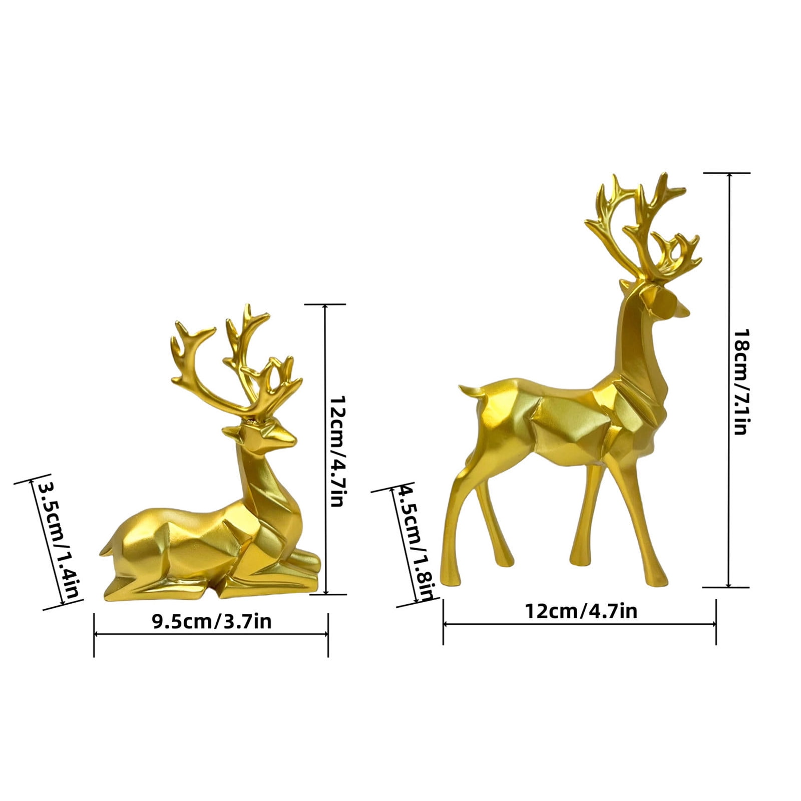 Qxpztk Christmas Resin Sitting Standing Deer Set of 2, Statue Reindeer ...