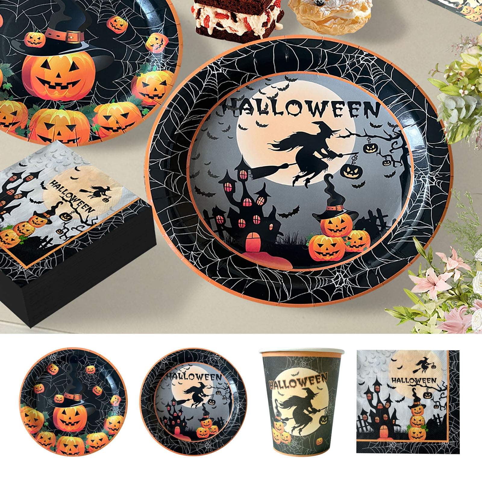 Comefolife Halloween Party Supplies - 80PCS Halloween Plates and ...