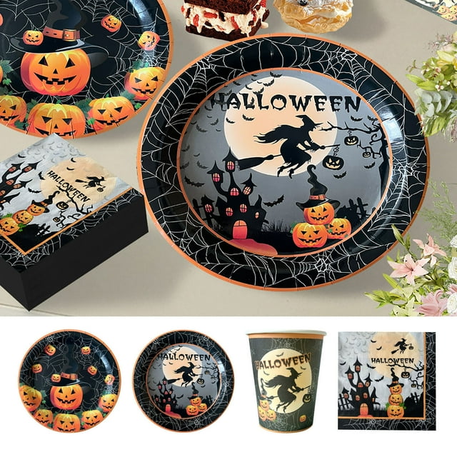 Qxpztk Halloween Party Supplies - 80PCS Halloween Plates and Napkins ...