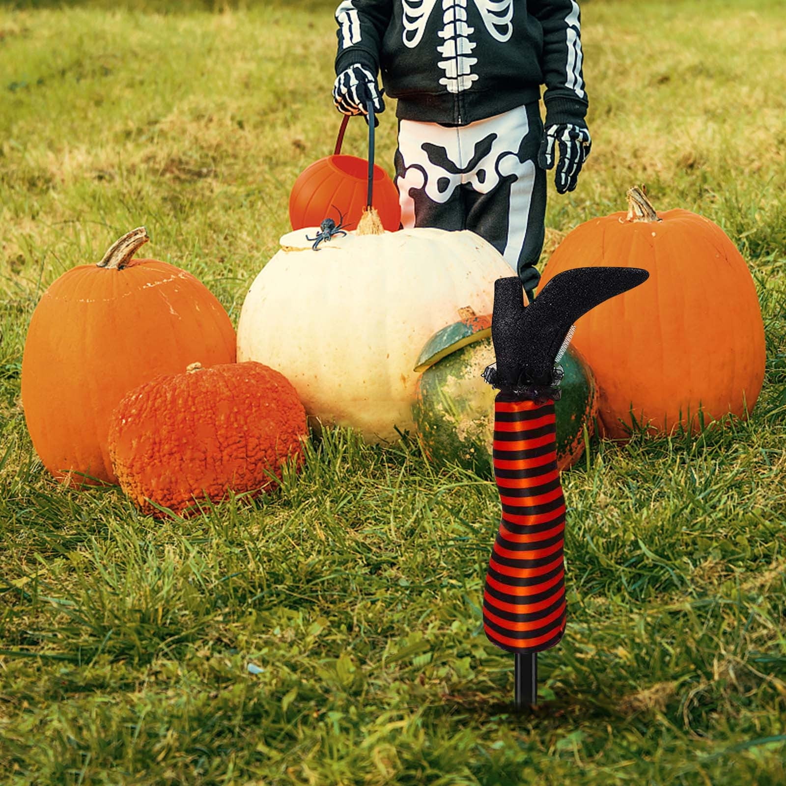 Comefolife Halloween Witch Legs Yard Stake Decoration,13" Upright Witch ...