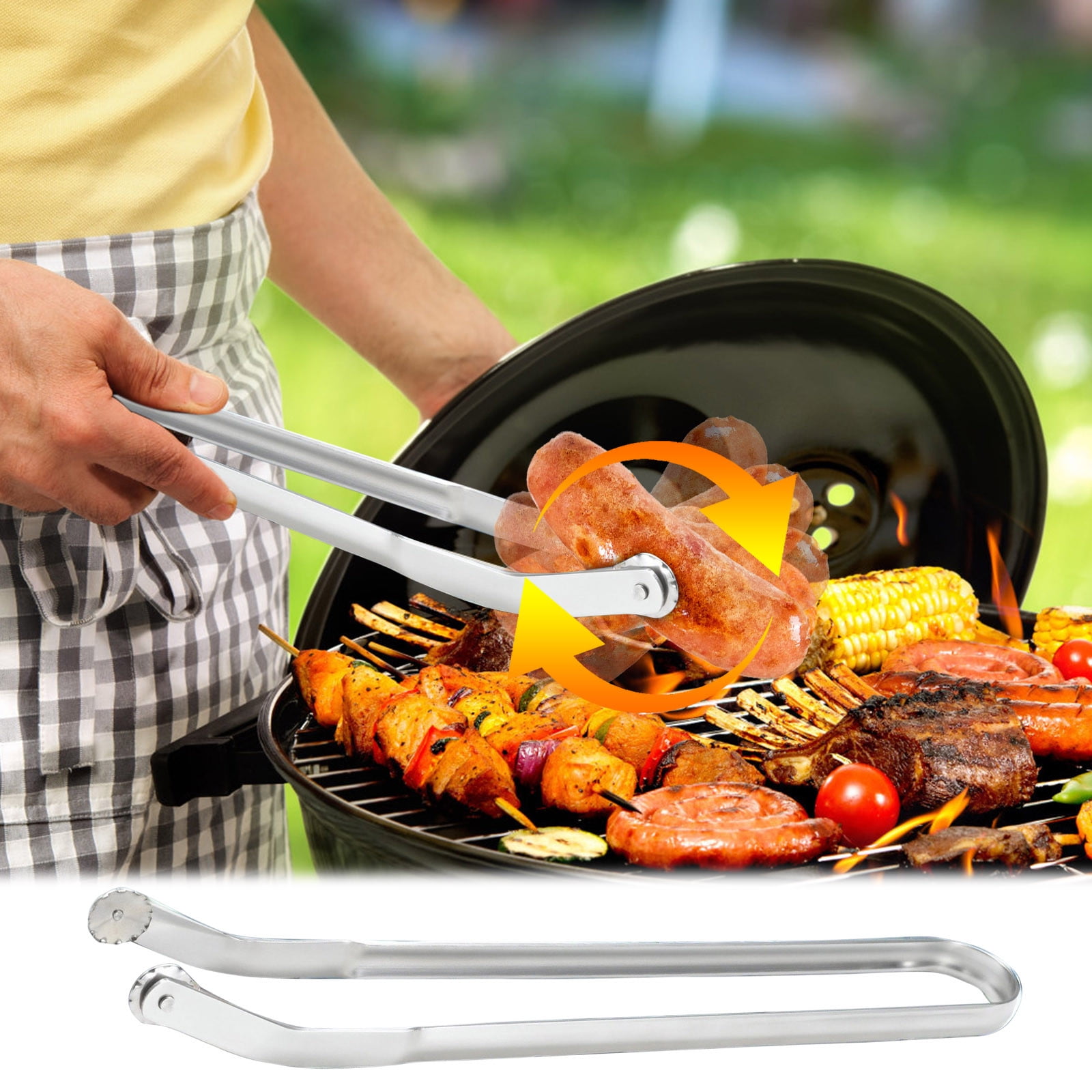 Comefolife Hot Dog Tongs, BBQ Sausage Turning Tongs, Steel Kitchen ...
