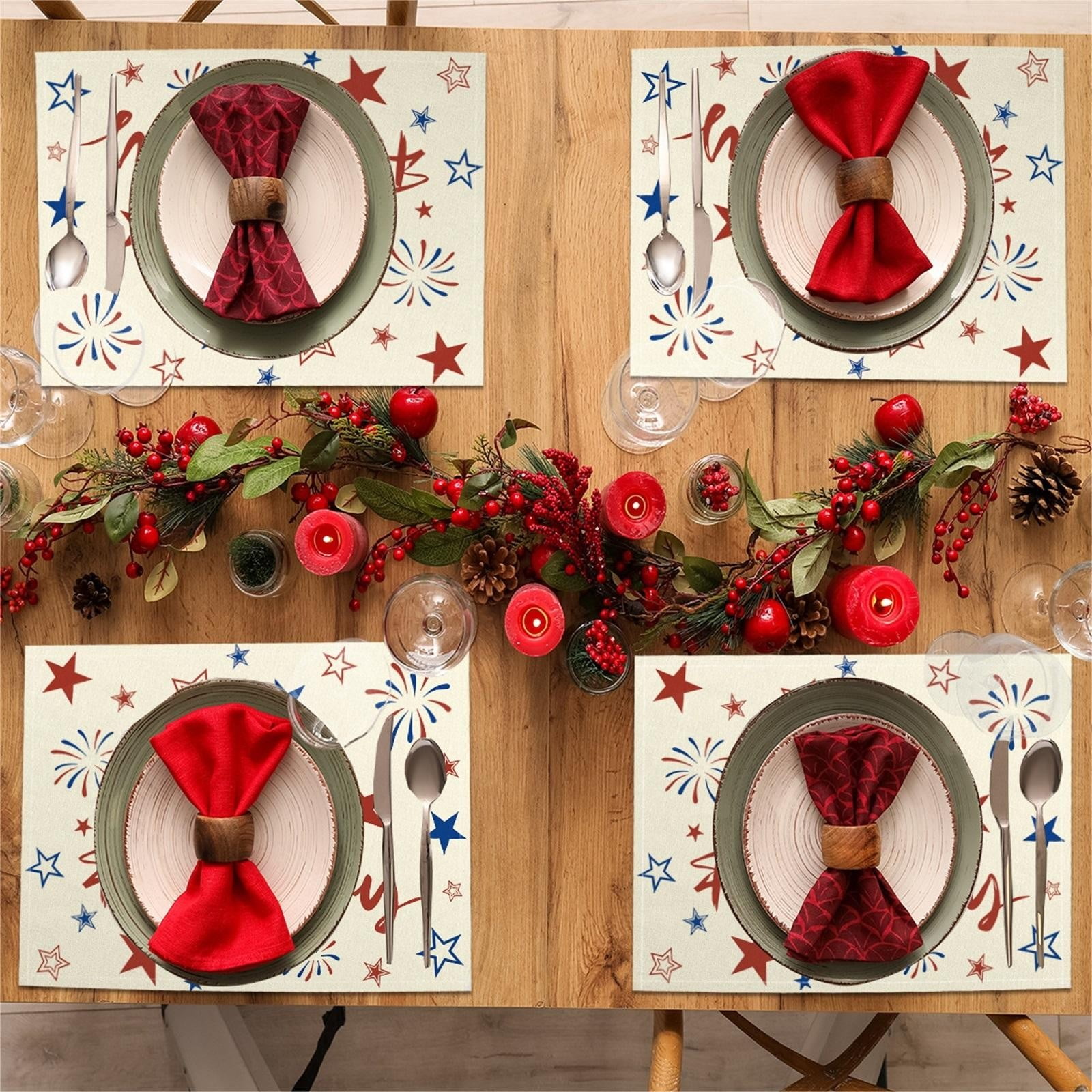 Qxpztk Memorial Day Placemat Set of 4 Patriotic Freedom Stars Place ...