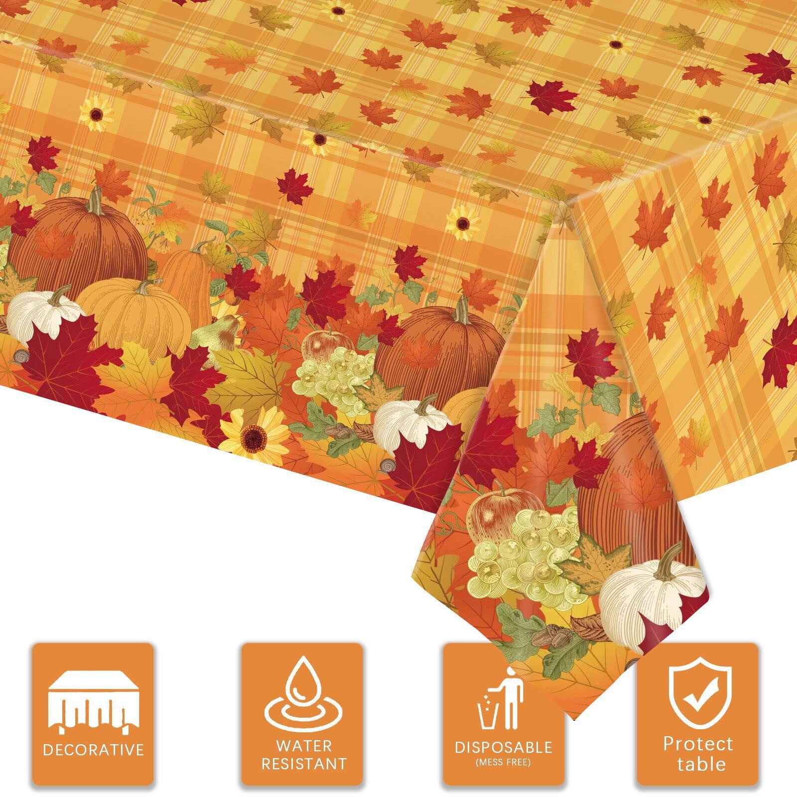 Comefolife Thanksgiving Tablecloth 107.87*53.94 Inch Rectangular ...