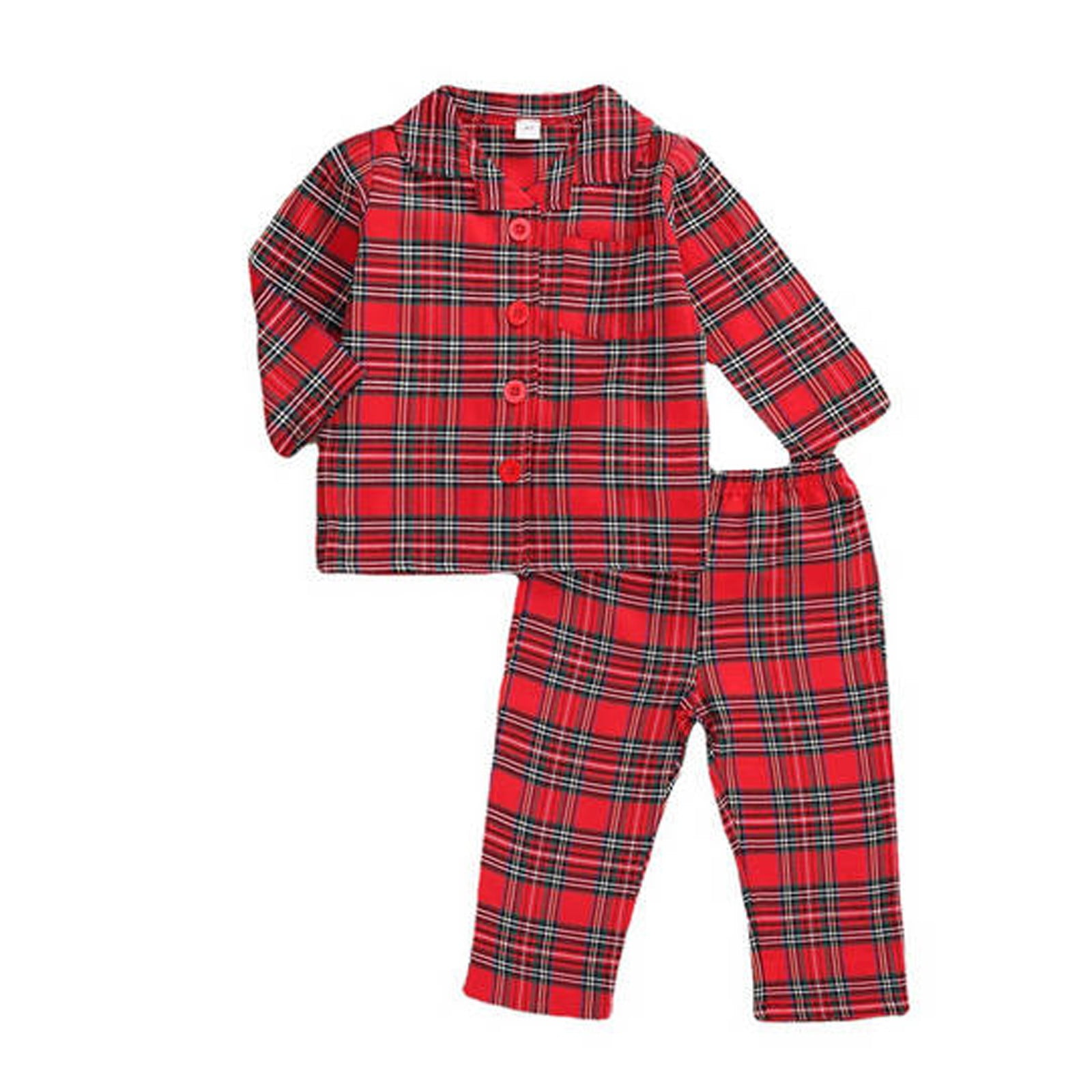 Qxutpo Girl'S Pajama Sets Plaid Long Sleeve Loe Button Down Red Outfit ...