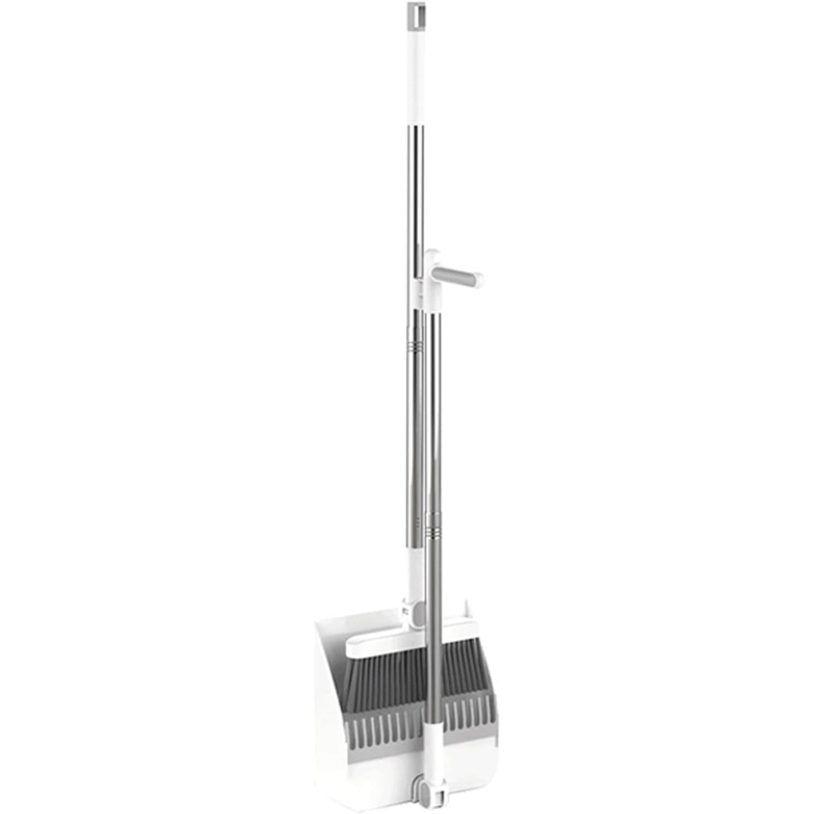 Qyaukm White Self-Cleaning Foldable Broom & Dustpan Set | 180° Angle ...