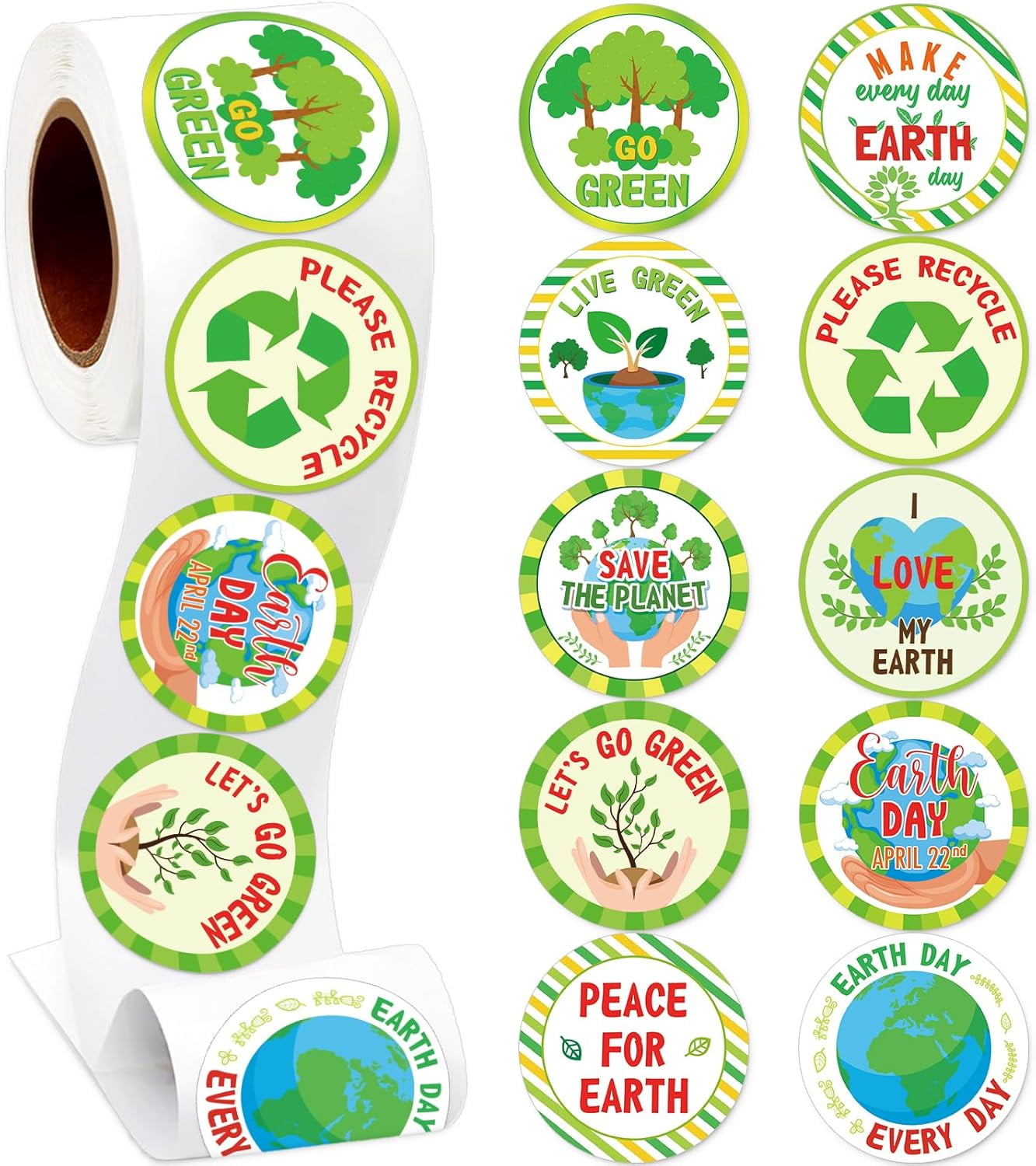 Qyeahkj 1000 Pcs Save The Earth Stickers for Kids The Earth Day ...