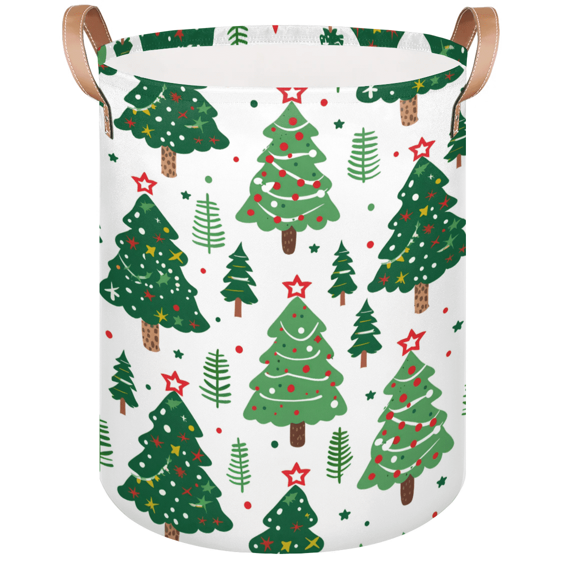 Qzaxky Christmas Cartoon Holly Trees Laundry Basket Laundry Hamper ...