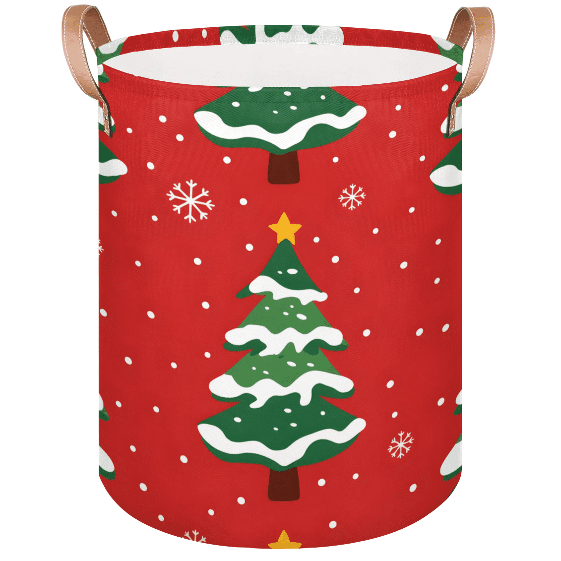 Qzaxky Christmas Tree with Star and Snow Laundry Basket Organizer ...