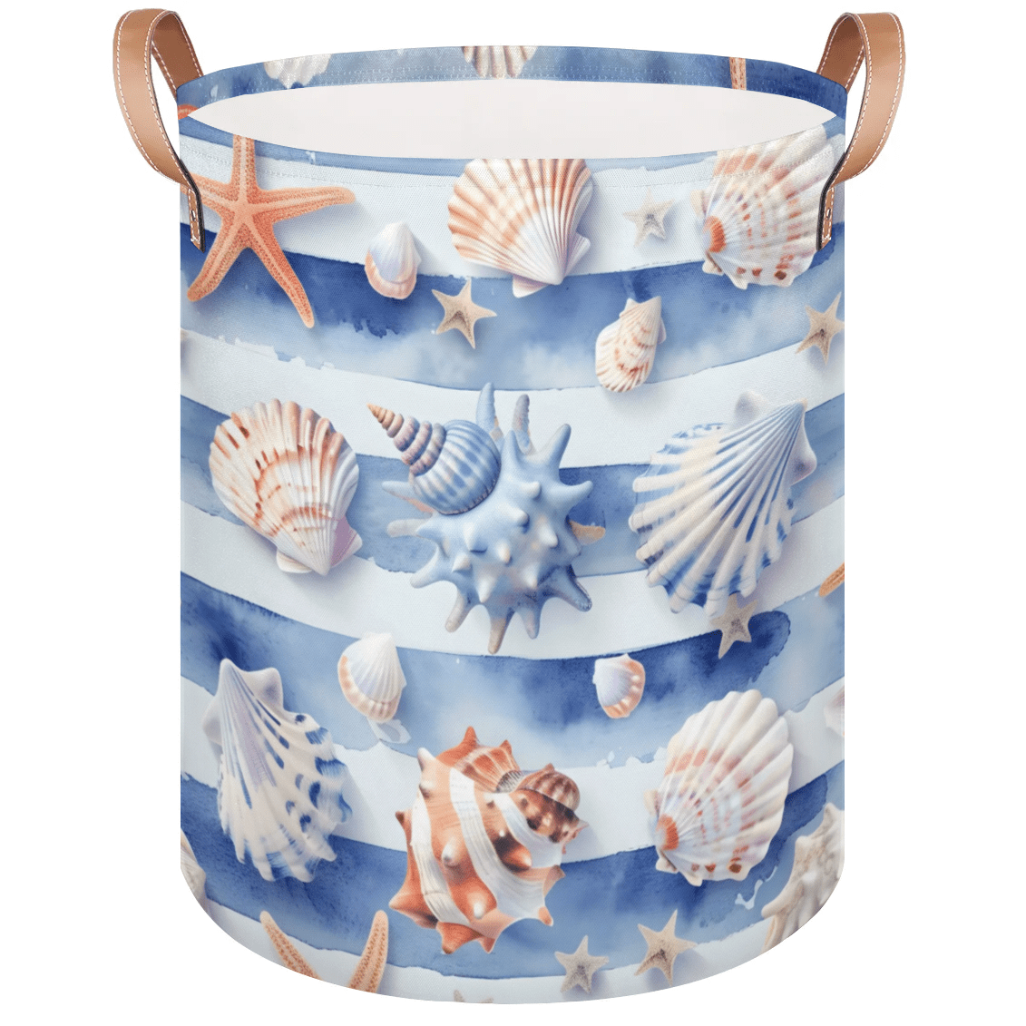 Qzaxky Coastal Summer Nautical Shells Laundry Basket Organizer Foldable ...