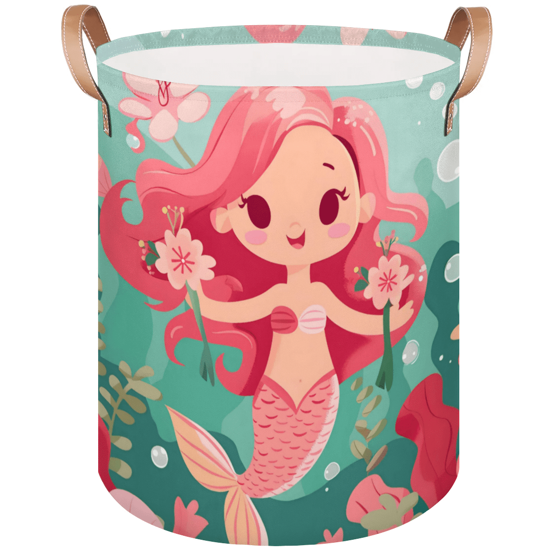 Qzaxky Mermaid Laundry Basket Organizer Foldable Tall Large Laundry ...