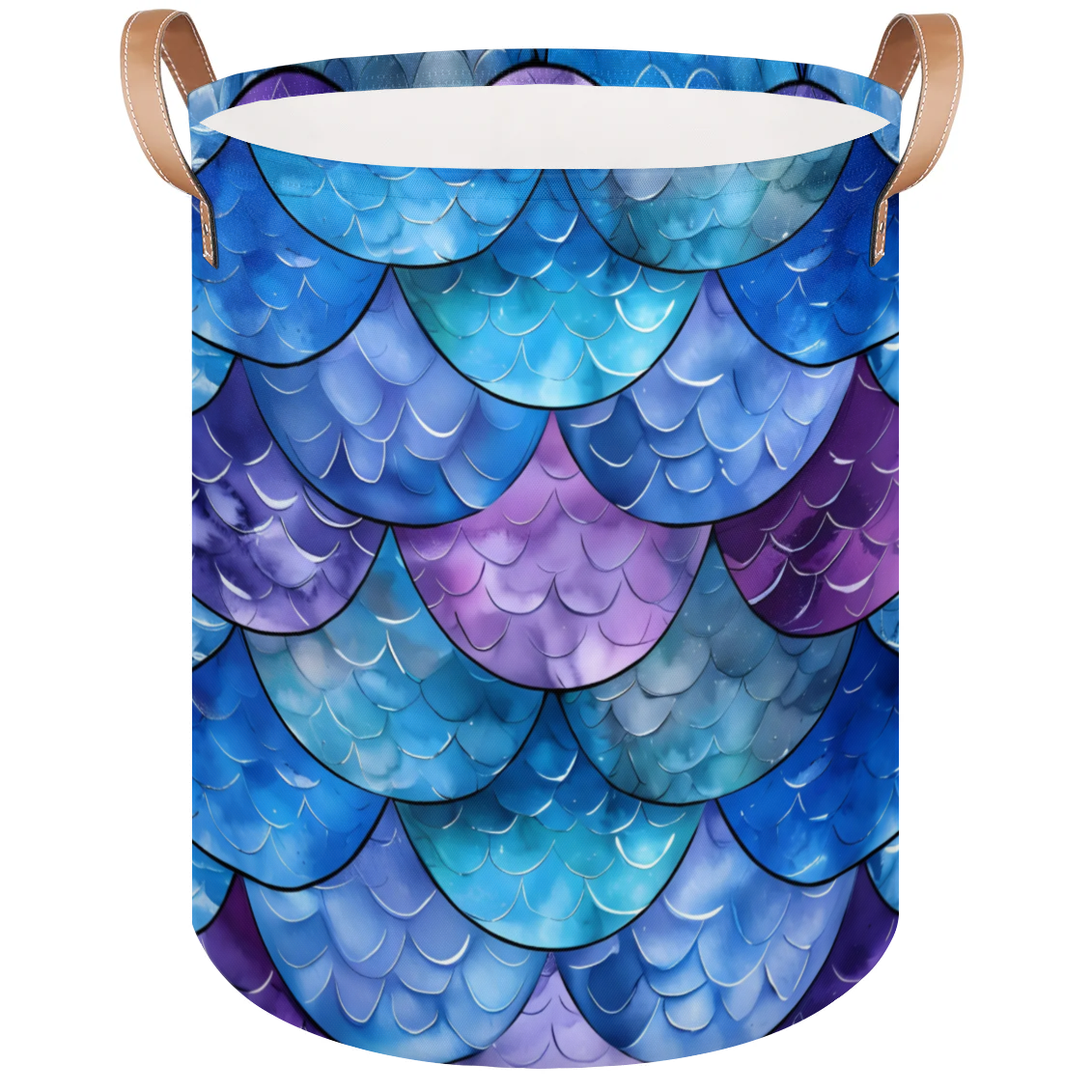Qzaxky Mermaid Scale Fish Scale Ocean Laundry Basket Organizer Foldable ...