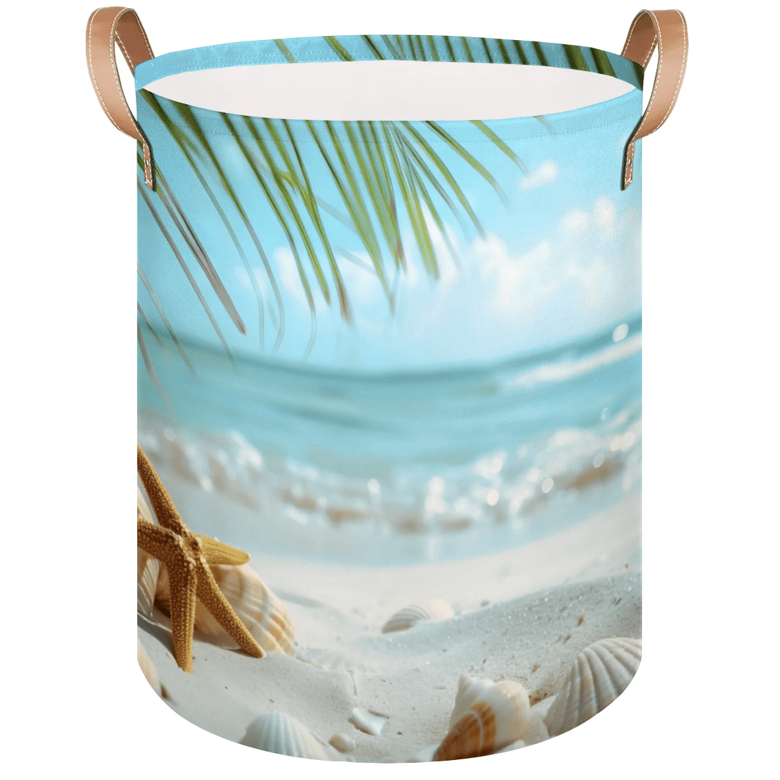 Qzaxky Sea Shells Coastal Nautical Beach Laundry Basket Organizer ...