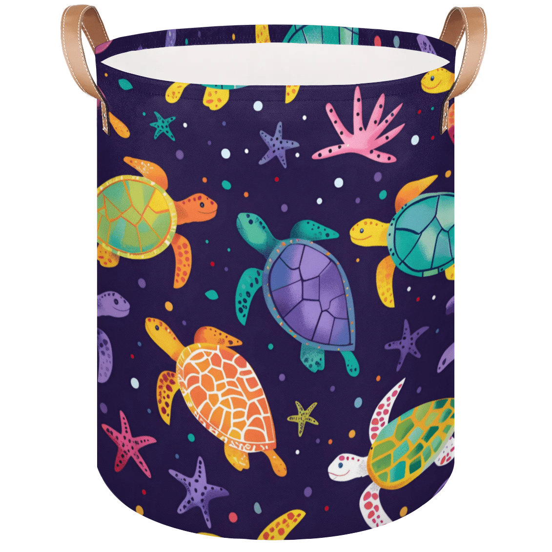 Qzaxky Sea Turtle Colorful Laundry Basket Organizer Foldable Tall Large ...